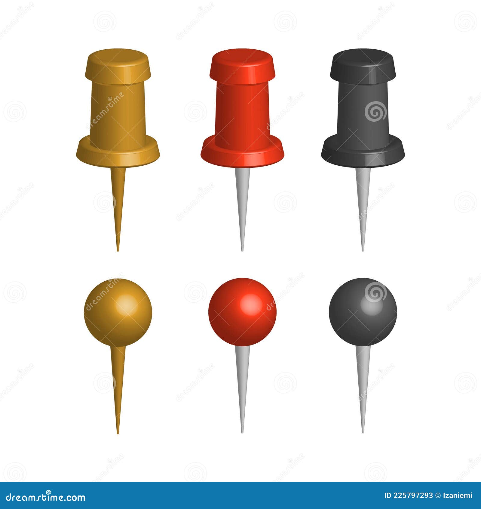 Set of Push Pins - Vector Illustration. Stock Vector - Illustration of ...