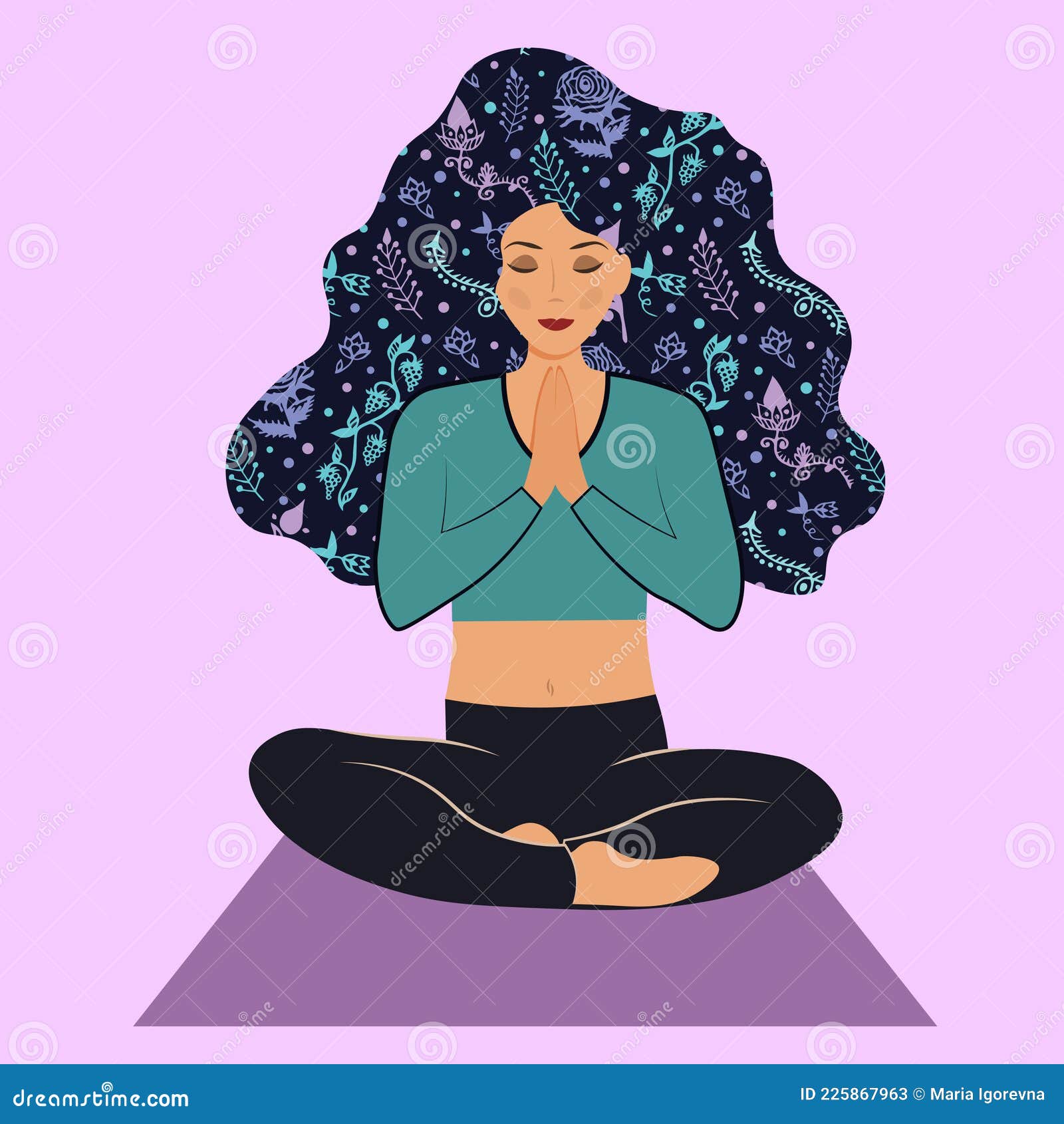 Young Beautiful Lady Meditating. Yoga Practice Sitting in the Pose of ...