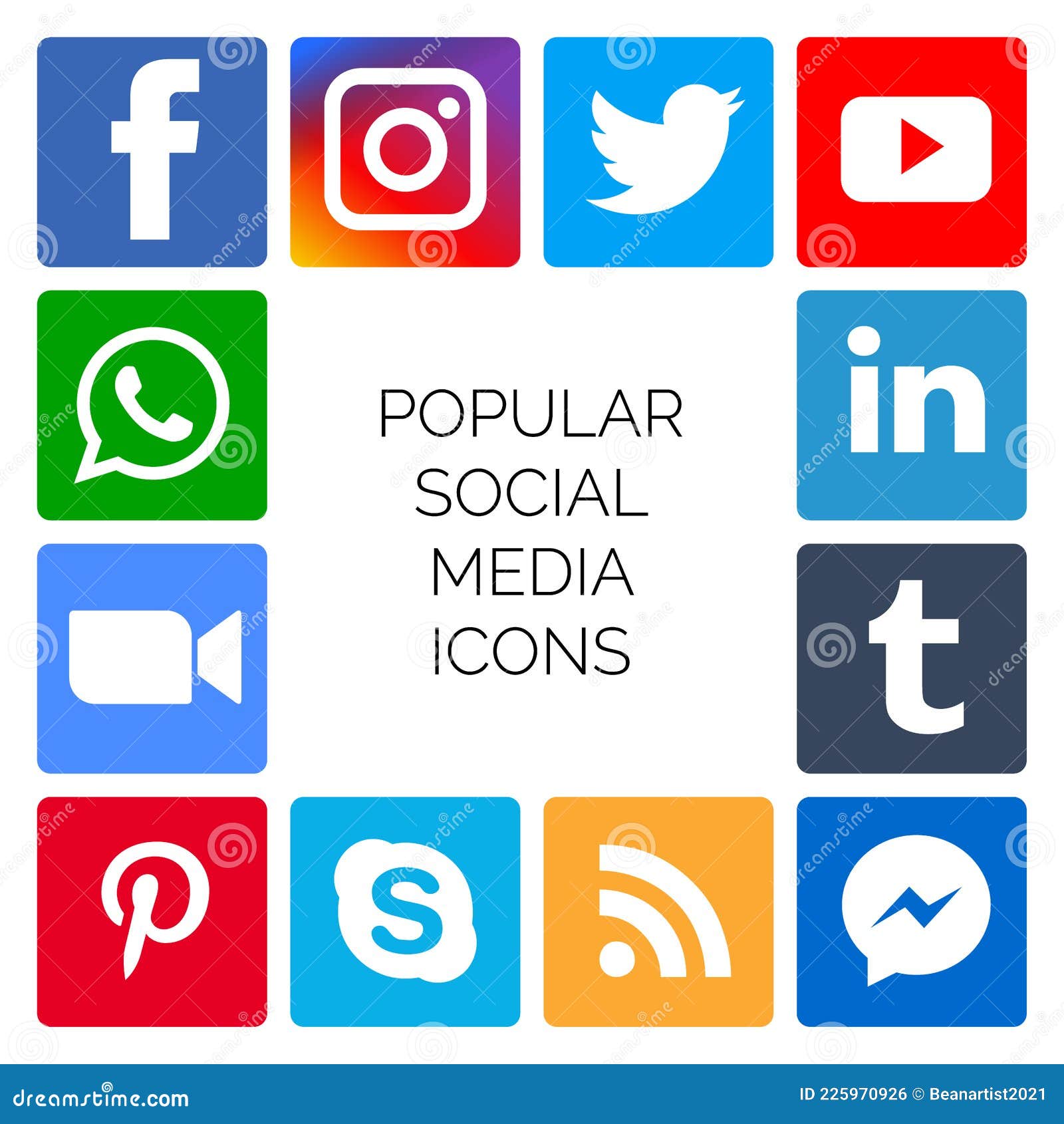Social media icons square editorial photo. Illustration of vector ...