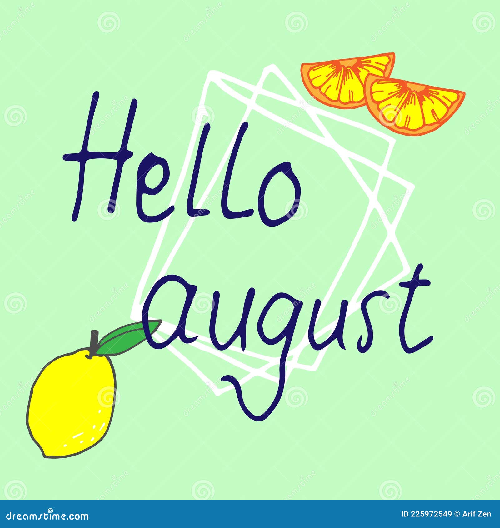 August Doodle Clipart Sticker Design Vector Illustration Cartoon Banner ...