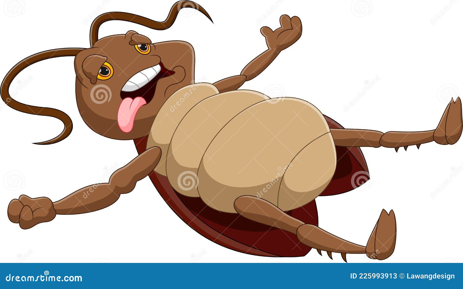 Dead Cockroach Lying On Its Back, Cartoon Flat Vector Illustration ...