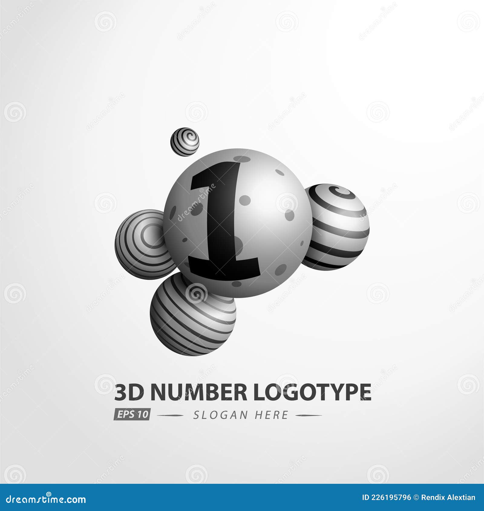 Number Decorative Ball Logotype. 3D Vector Illustration Stock Vector ...