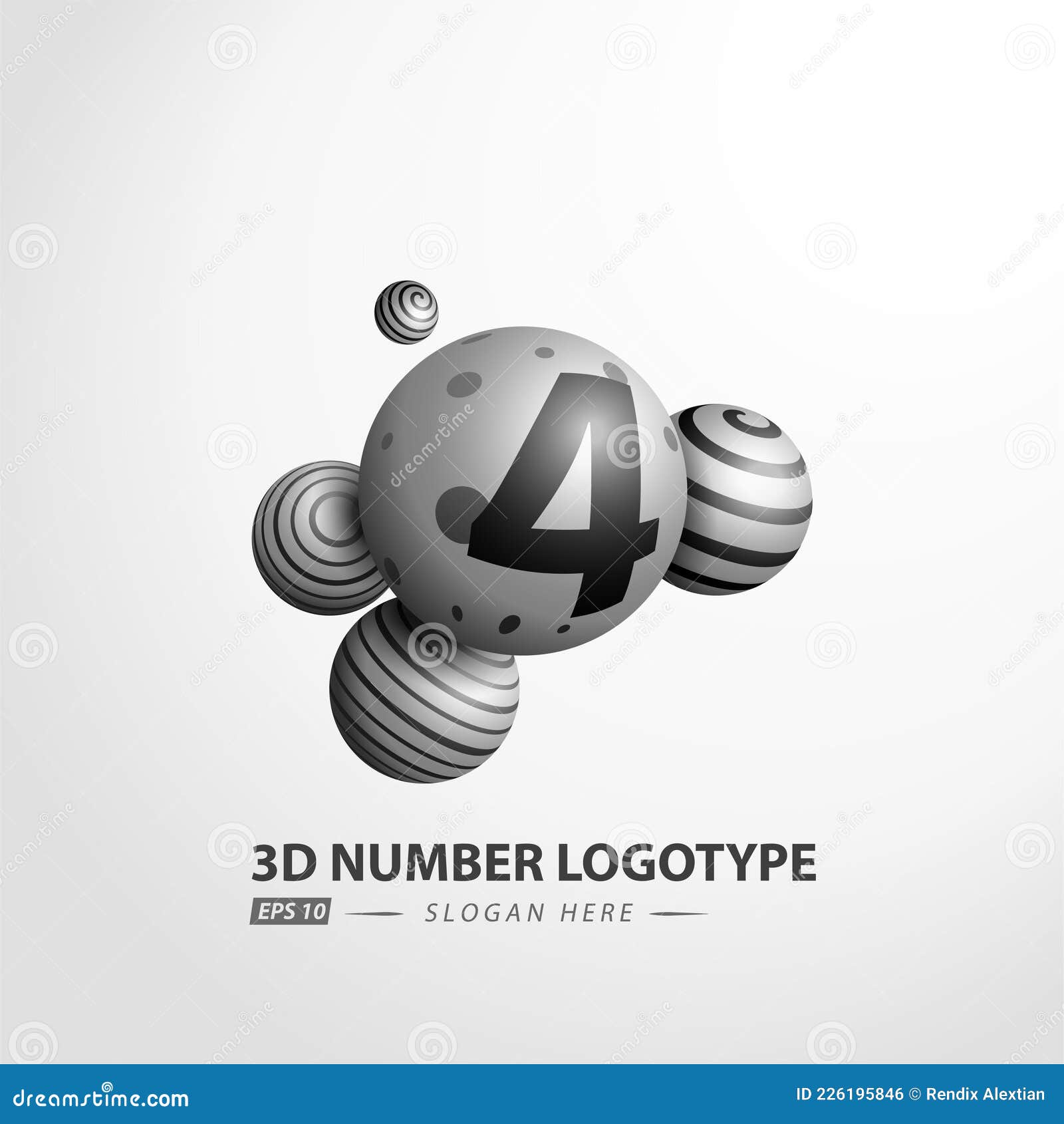 Number Decorative Ball Logotype. 3D Vector Illustration Stock Vector ...