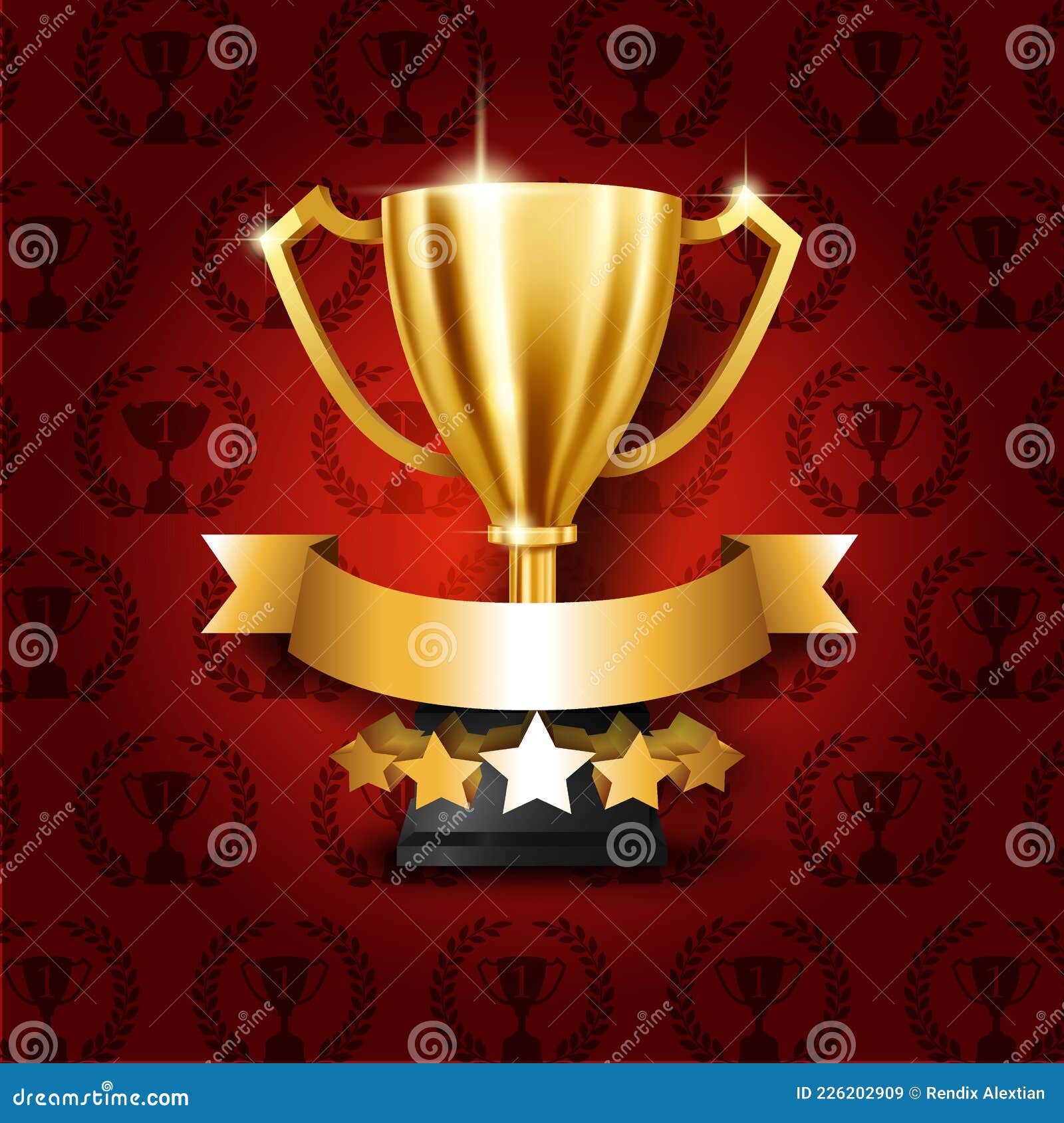 Realistic Golden Trophy with Place for Text on Gold Ribbon. Vector ...