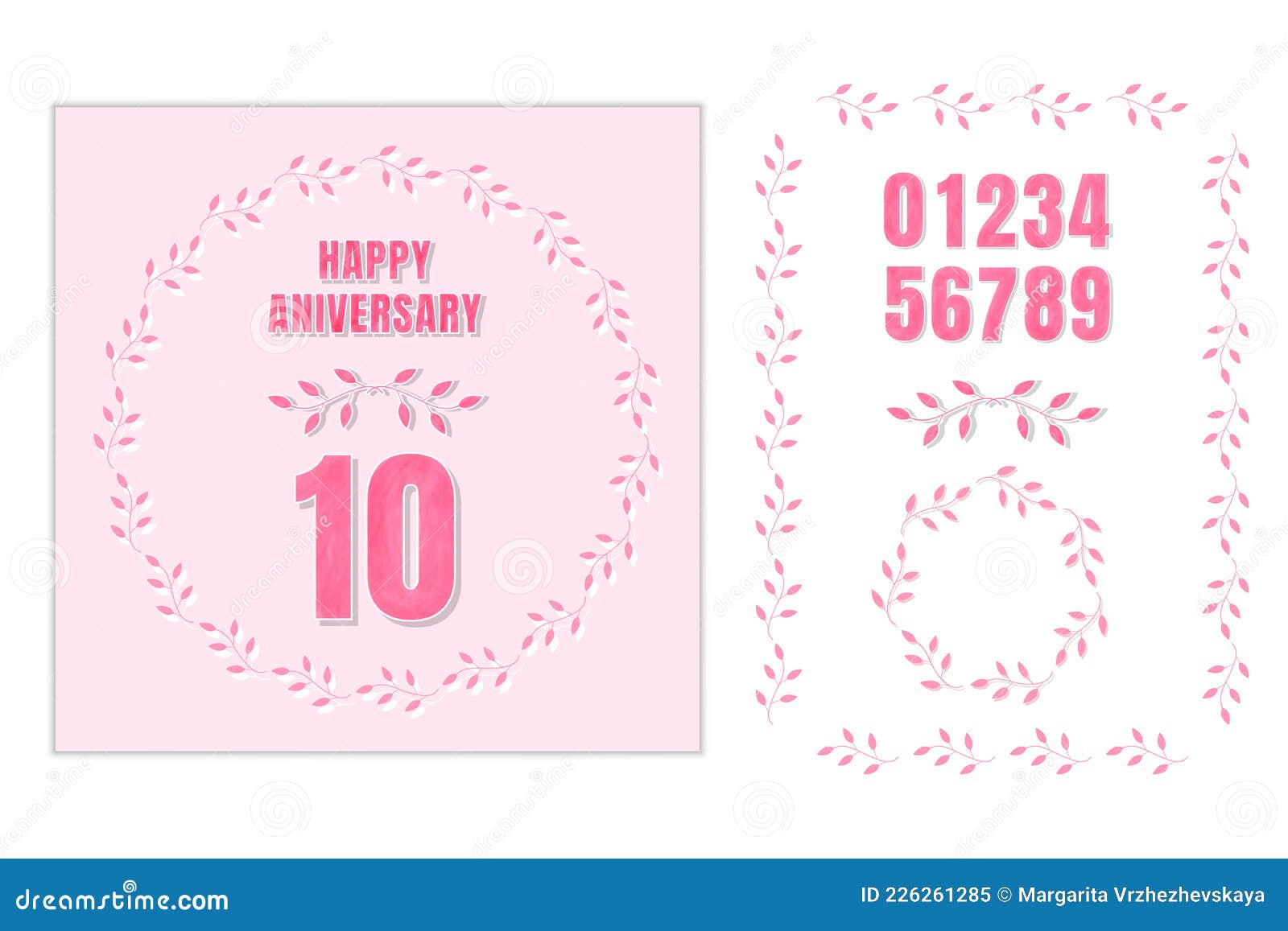 Anniversary Card with Adjustable Elements Stock Vector - Illustration ...