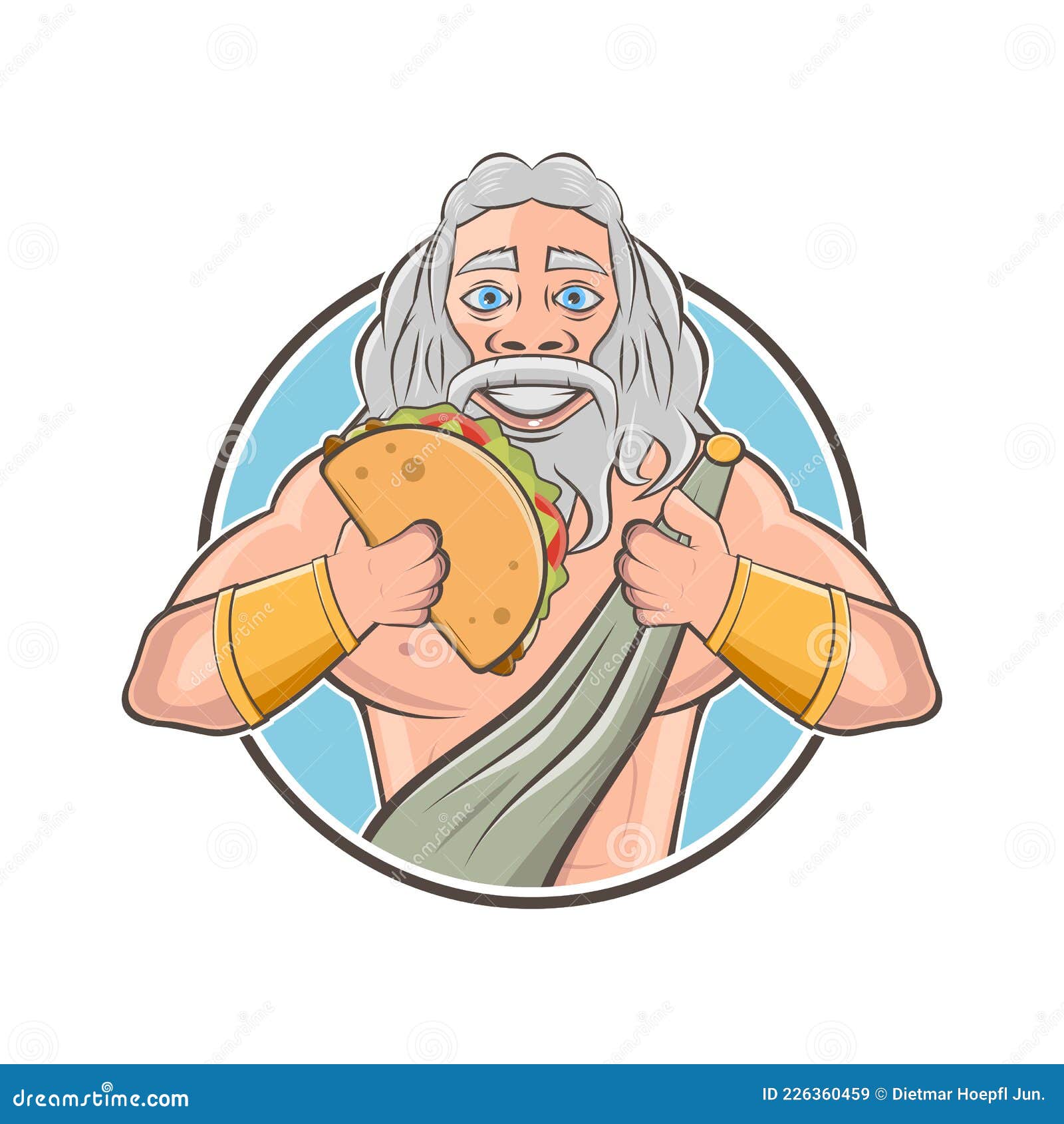 Funny Cartoon Logo of Greek God Zeus or Roman God Jupiter with Greek ...