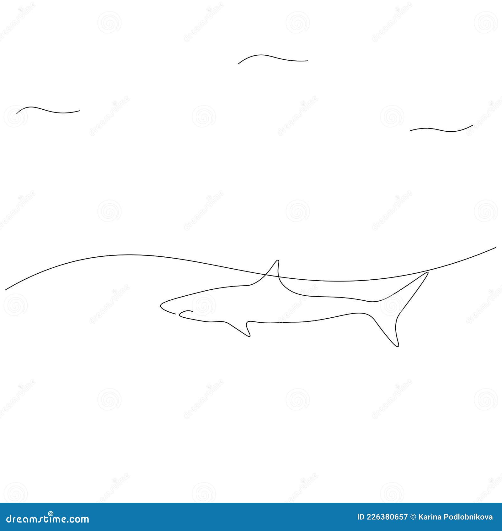 Shark Line Drawing, Vector Illustration Stock Vector - Illustration of ...