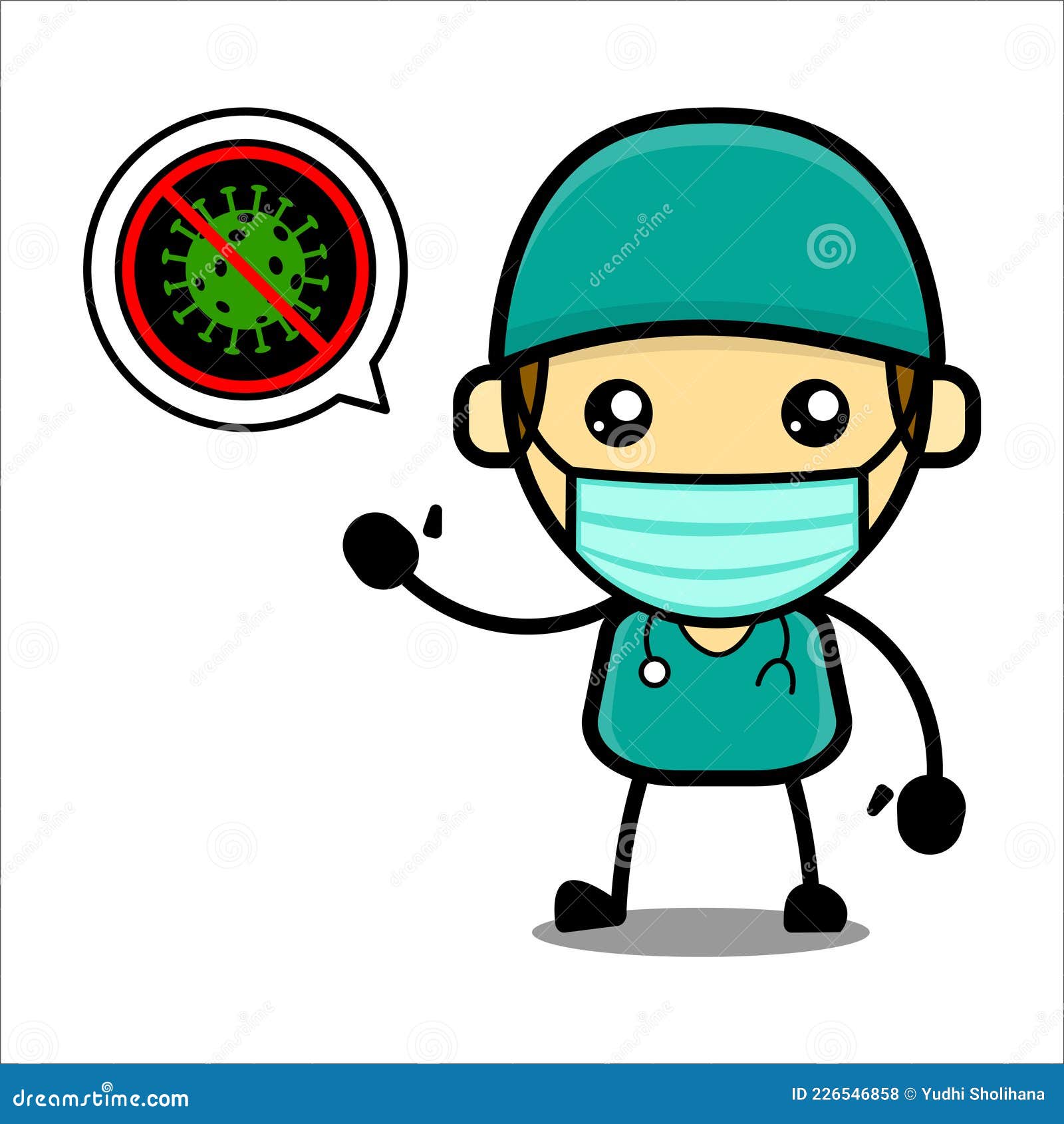 Cute Doctor Character with a Stop Virus Symbol Stock Vector ...