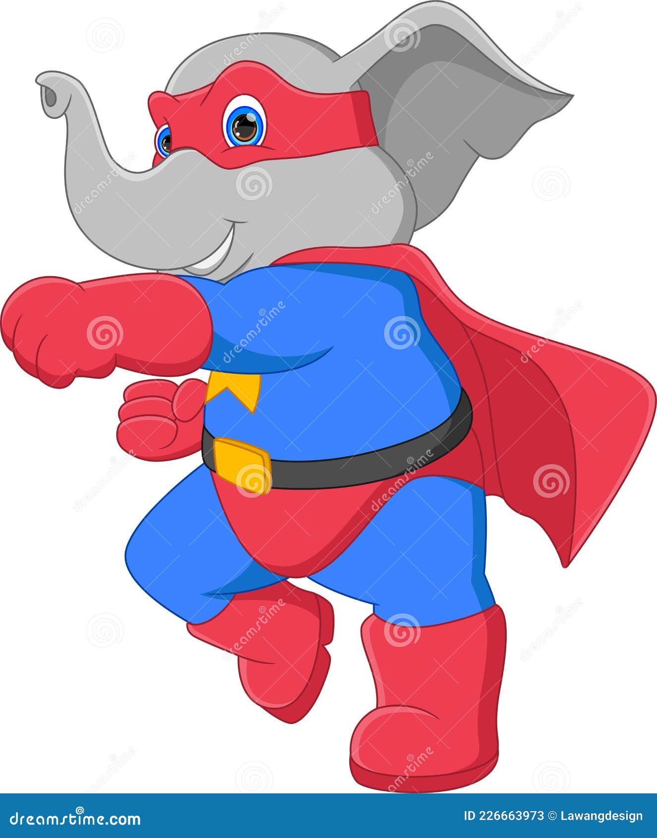 Funny Elephant Wearing Super Hero Costume Stock Vector - Illustration ...