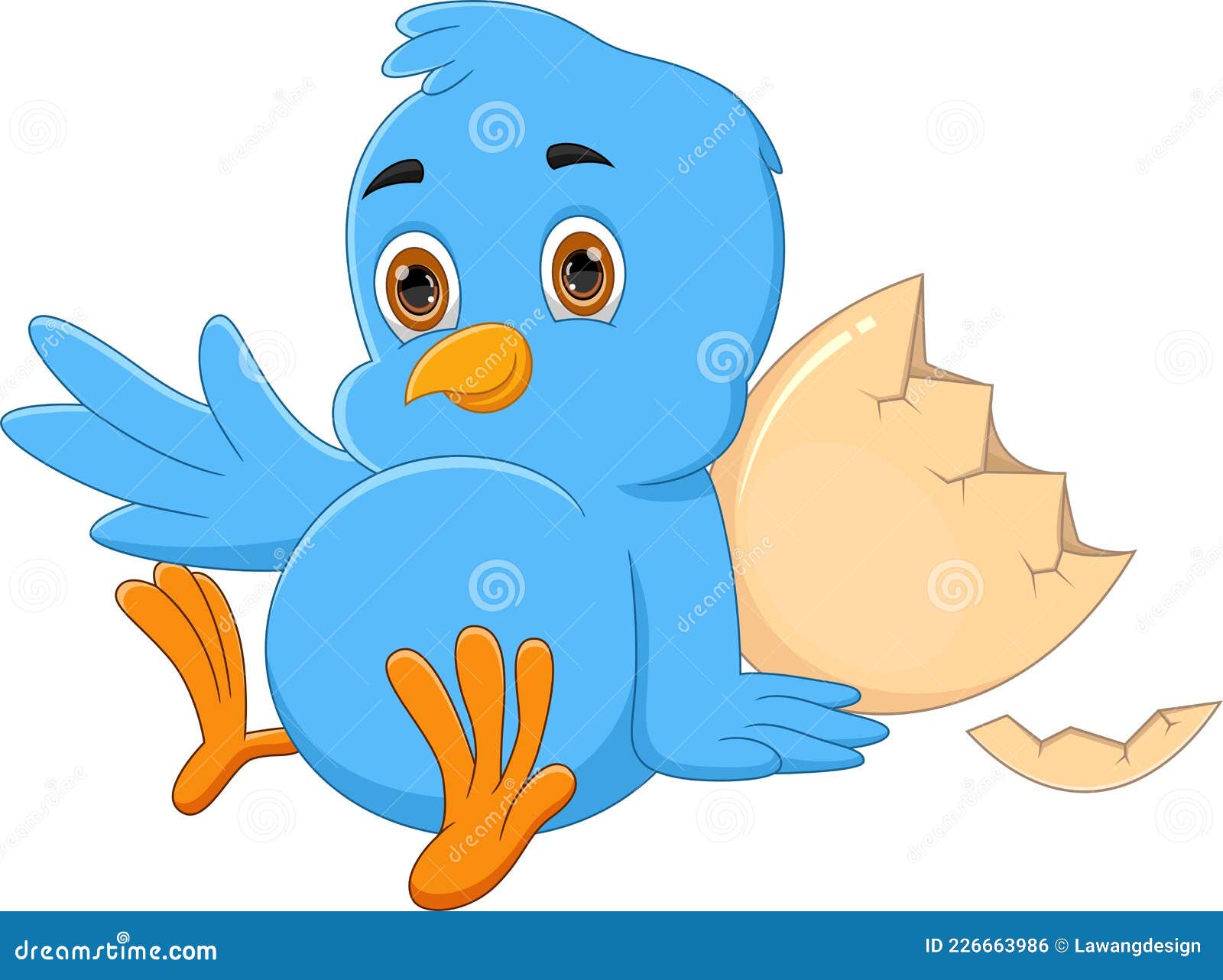 Cartoon Newborn Blue Bird Waving Stock Vector - Illustration of bright ...