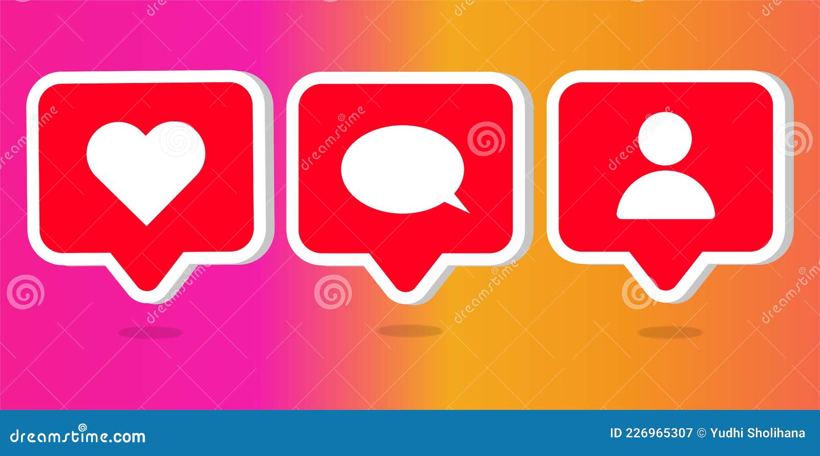 Social Media Set Notifications Icons: Like, Follower, Comment Stock ...