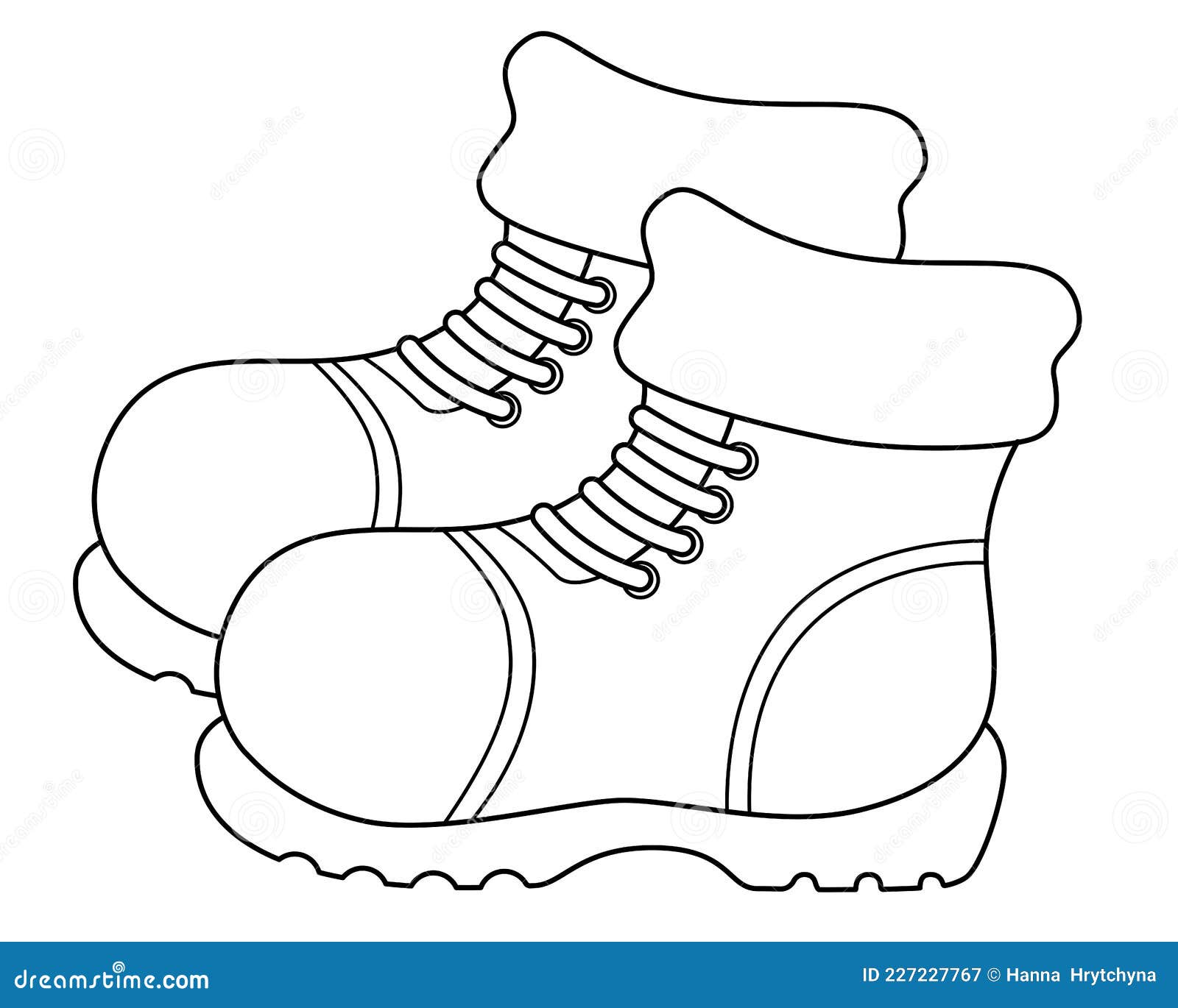 Pair of Warm Winter Boots - Vector Linear Picture for Logo or Coloring ...