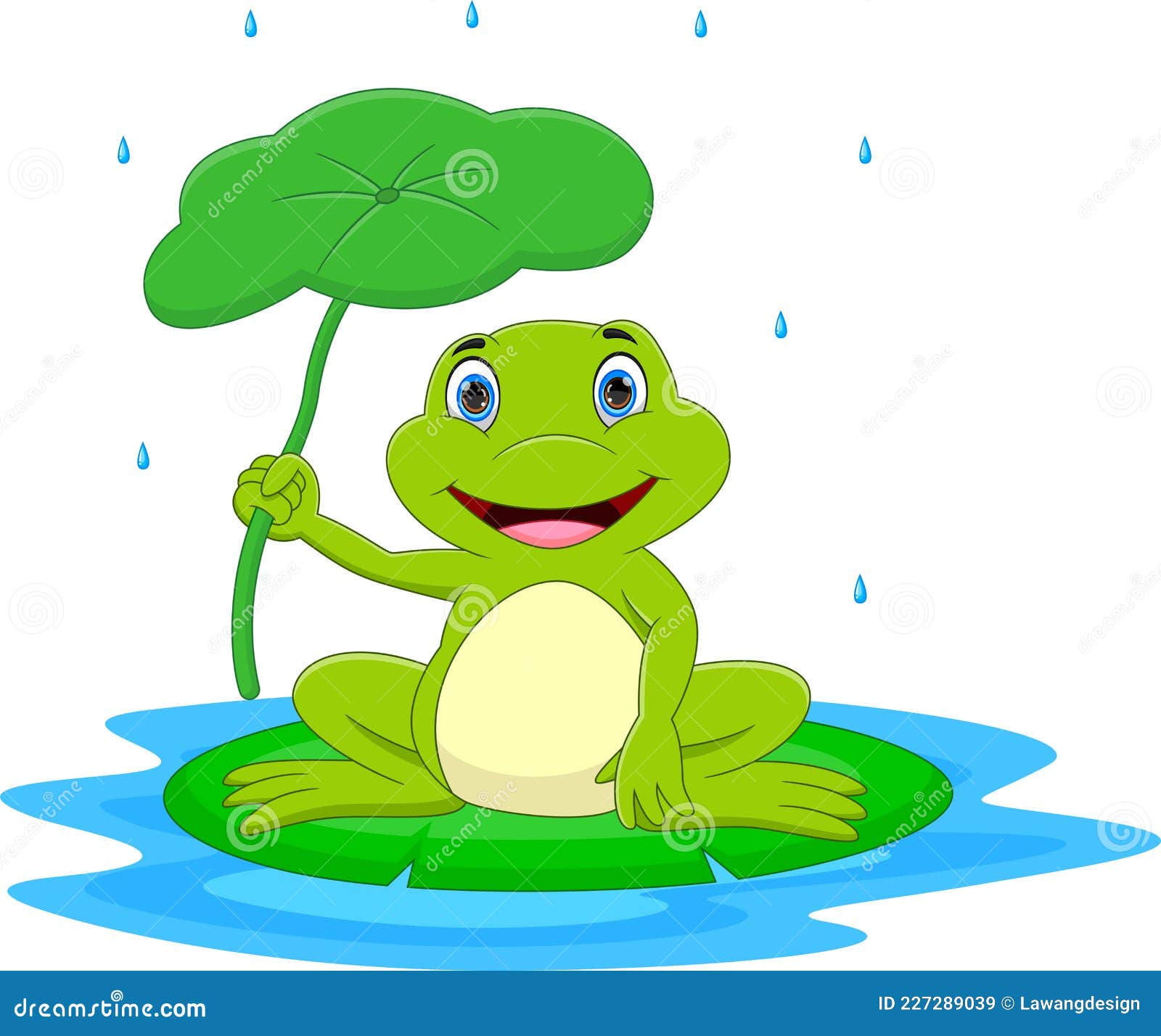 Cartoon Frog Shelter with Leaves in the Rain Stock Vector ...