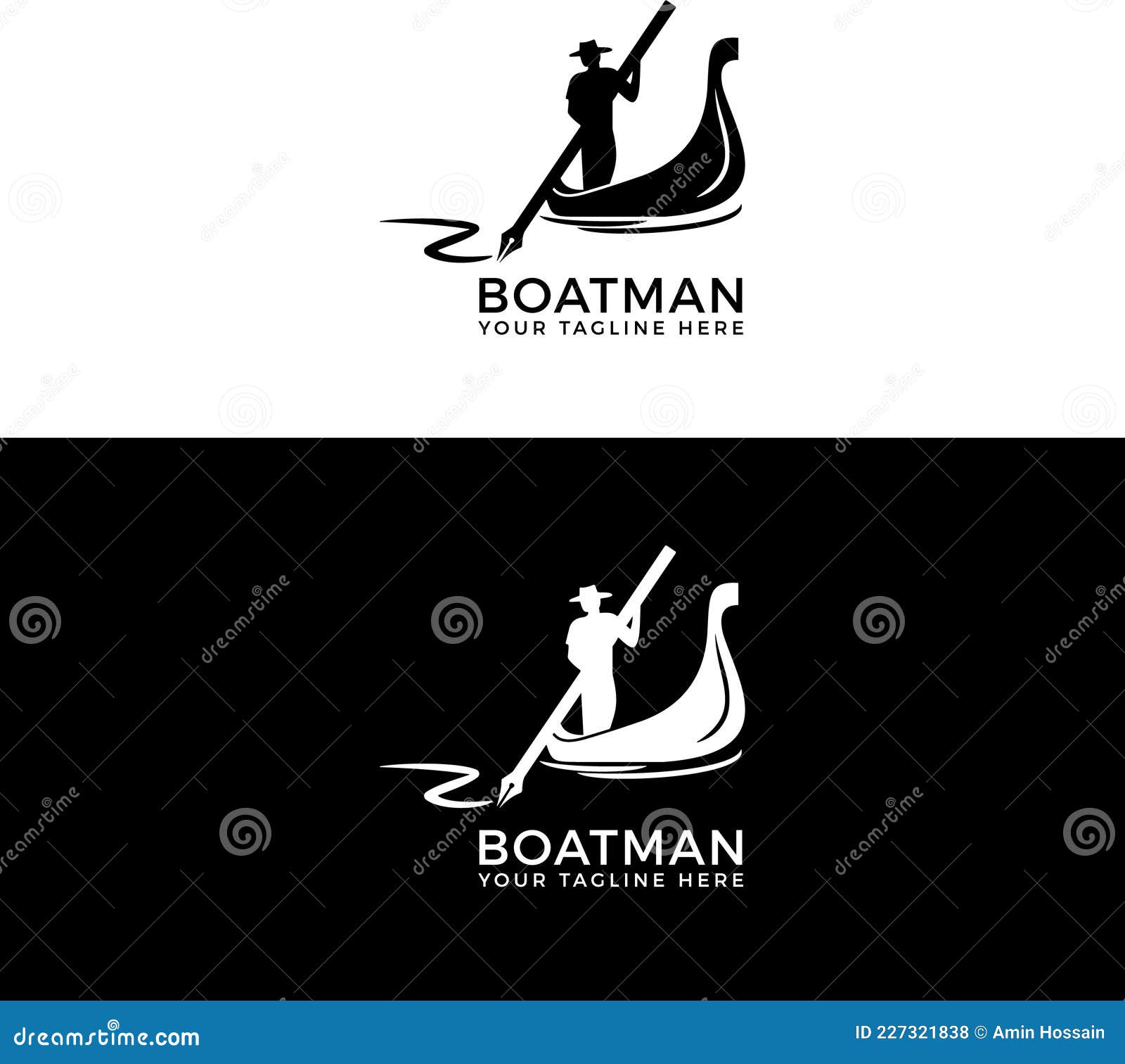 Boatman Rowing Logo Sailor Symbol Simple Logo Design, Graphic ...