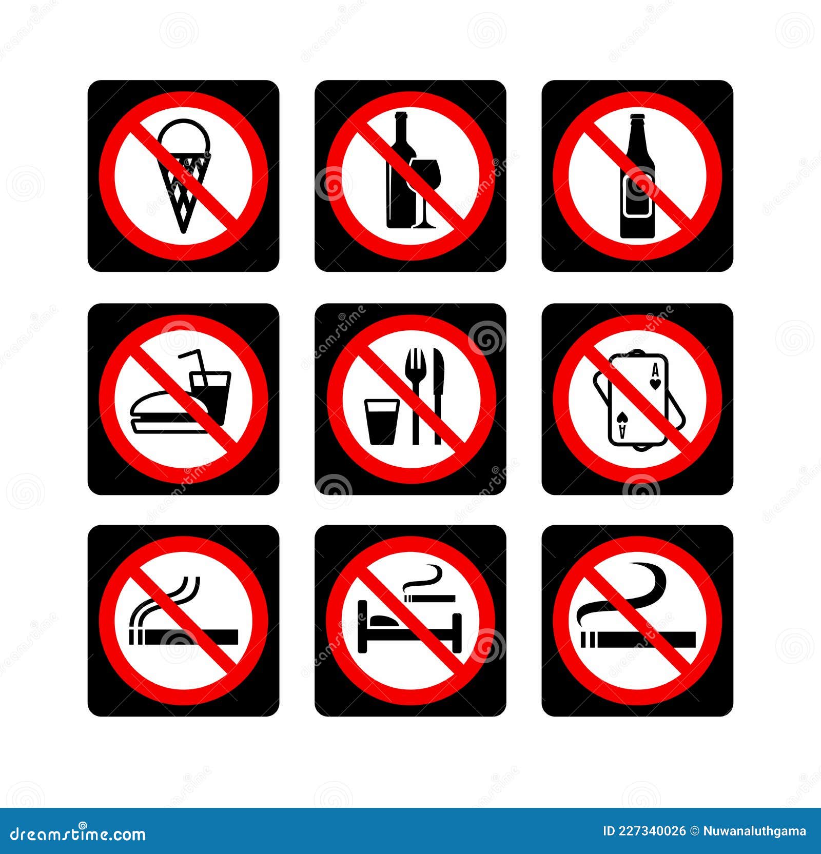 Prohibition Signs,Red Prohibition Sign Set. Forbidden Signs Collection ...