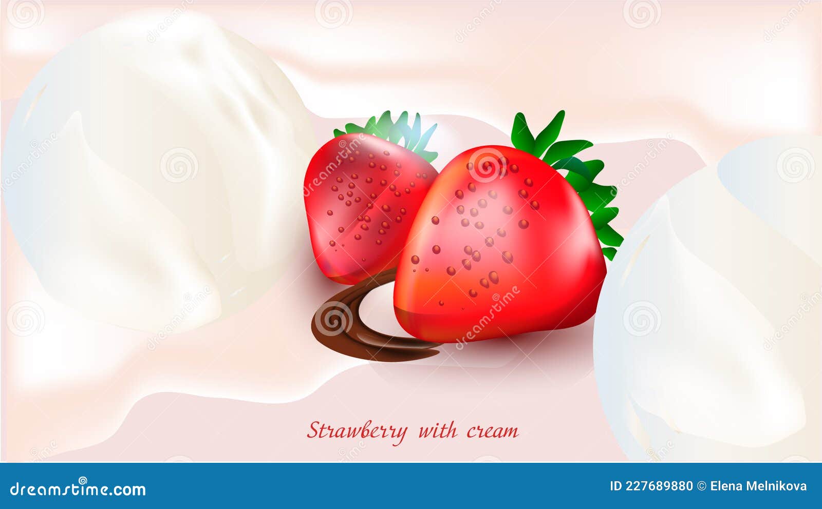 Strawberry with cream. stock vector. Illustration of milk - 227689880