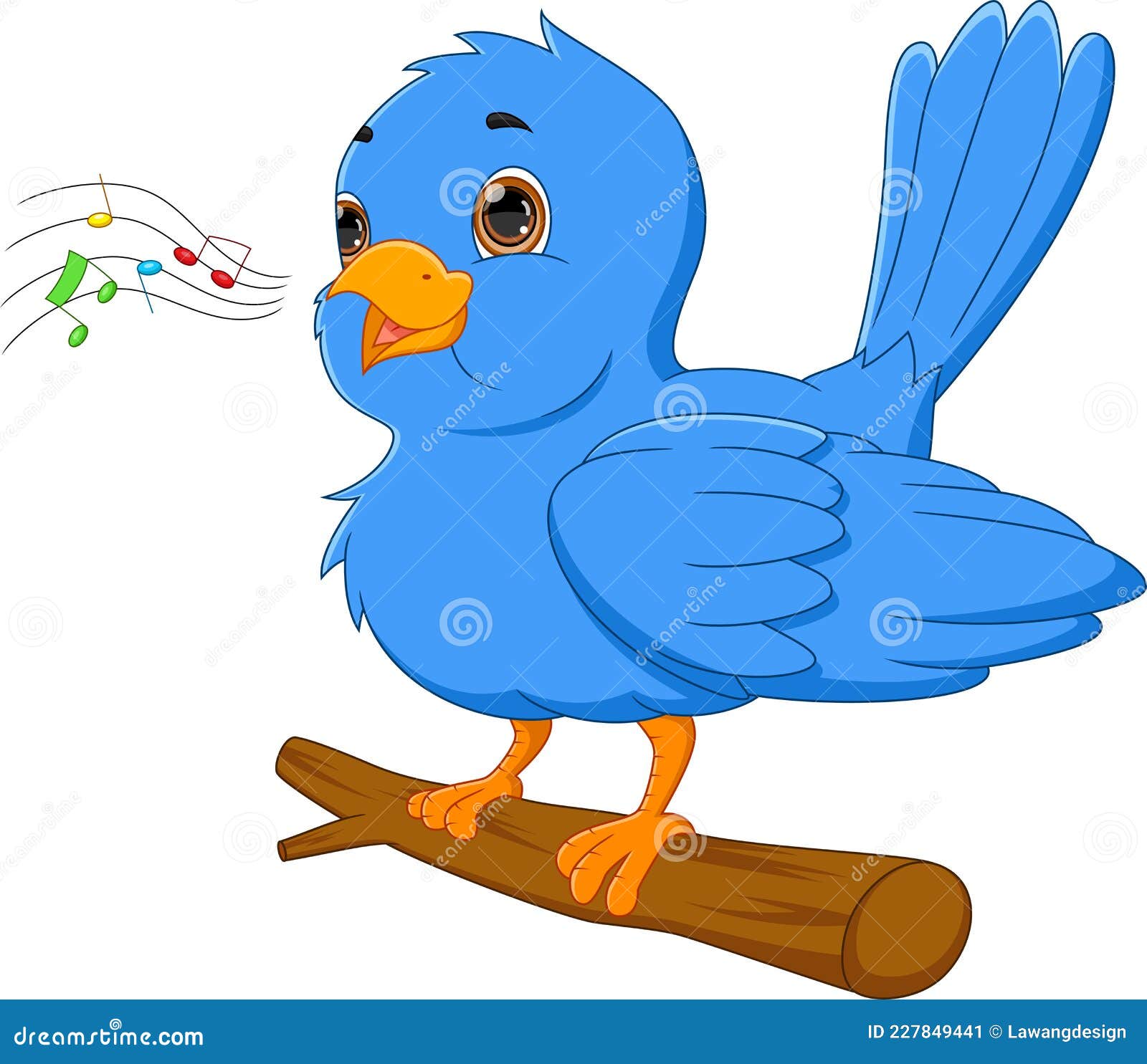 Cartoon blue bird singing stock vector. Illustration of character ...