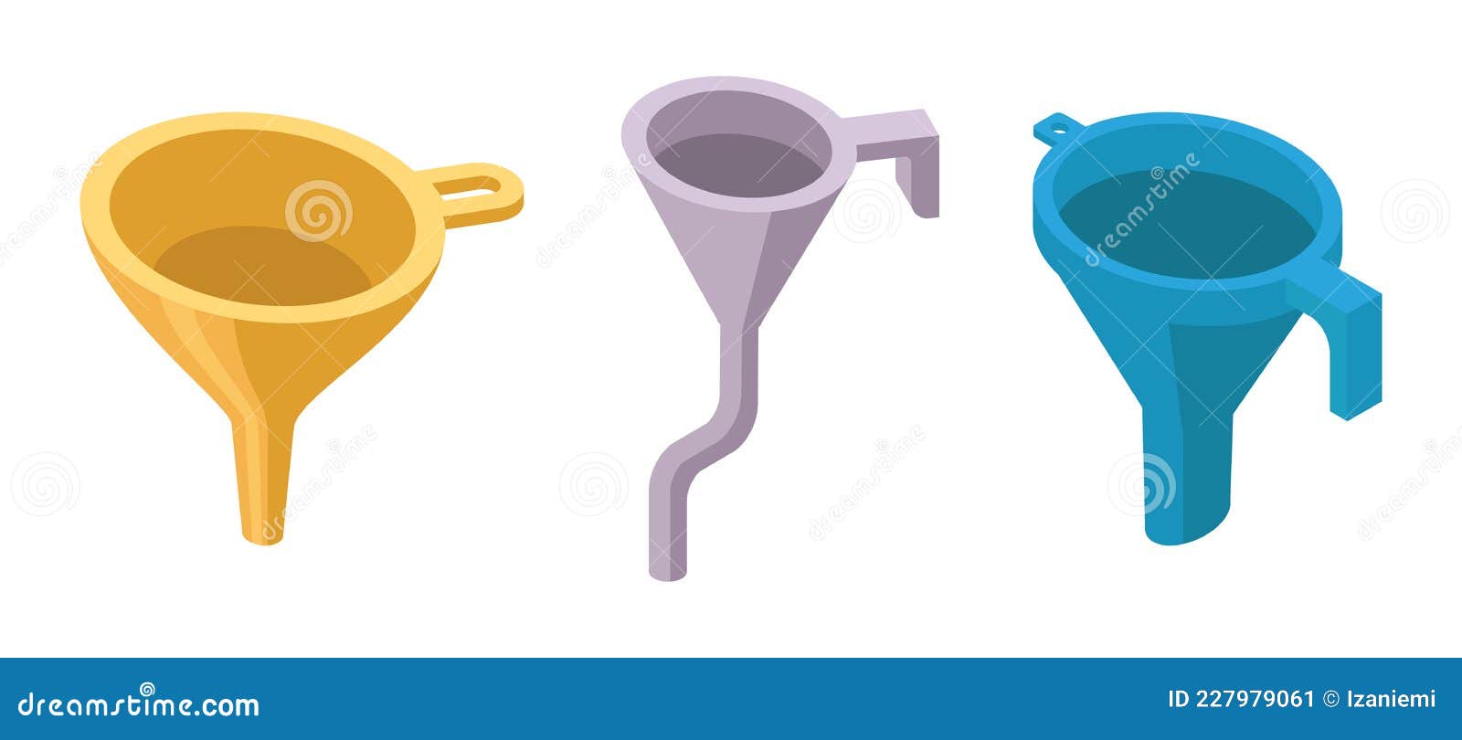Set of Funnels - Isometric Vector Illustration Isolated on White. Stock ...
