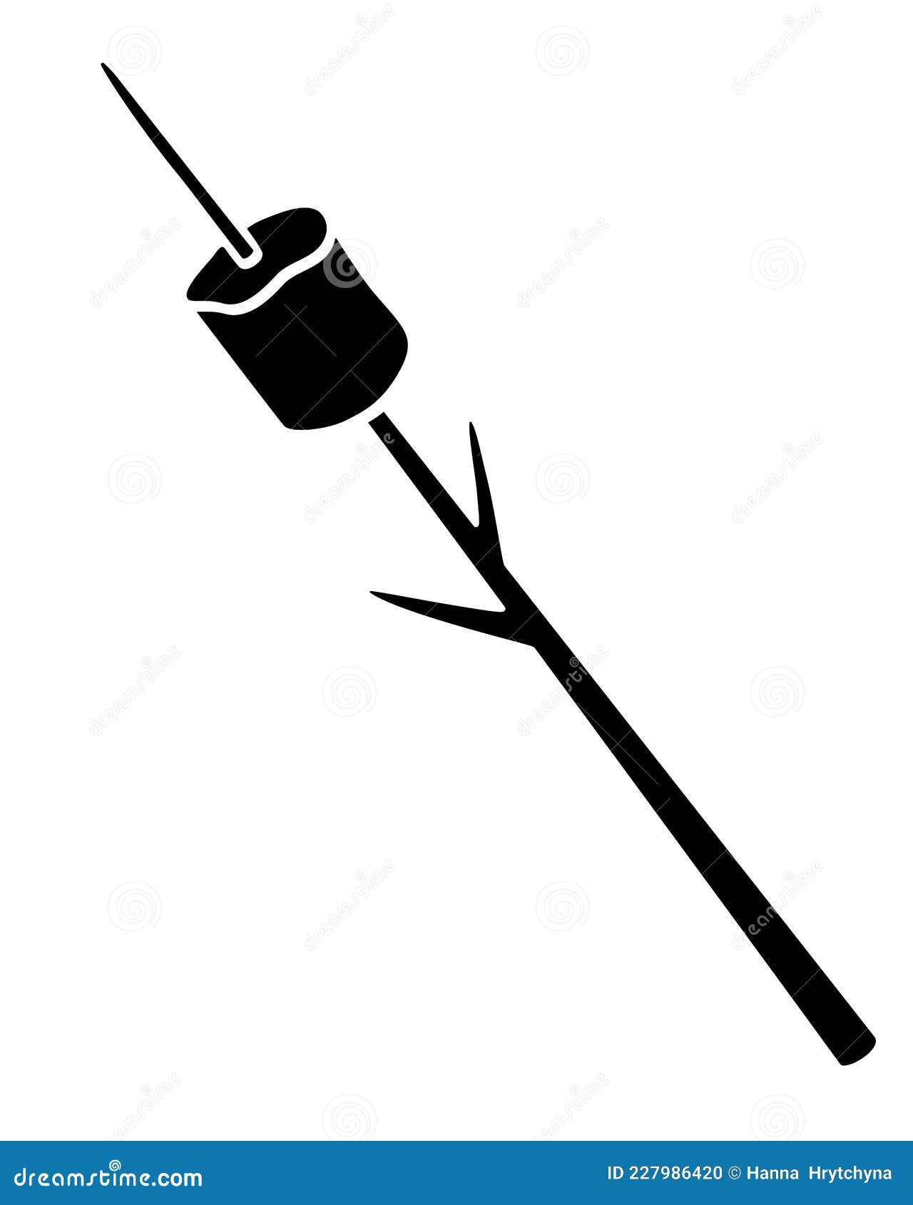 Marshmallows Strung on a Frying Stick - Vector Silhouette Illustration ...