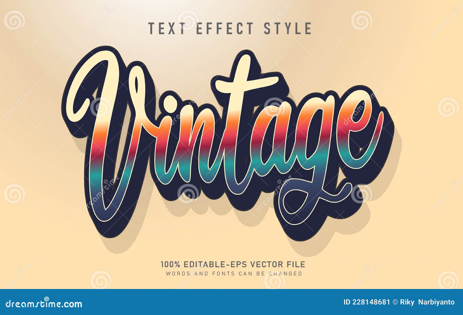 Vintage Text Effect Style or Retro Alphabet with Gradation Color and ...