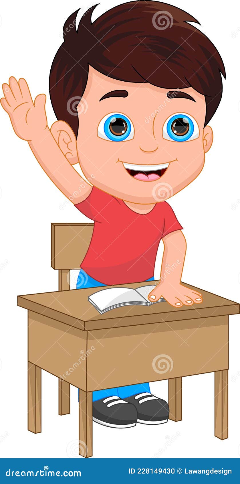 Schoolboy Waving Cartoon Isolated on White Background Stock Vector ...