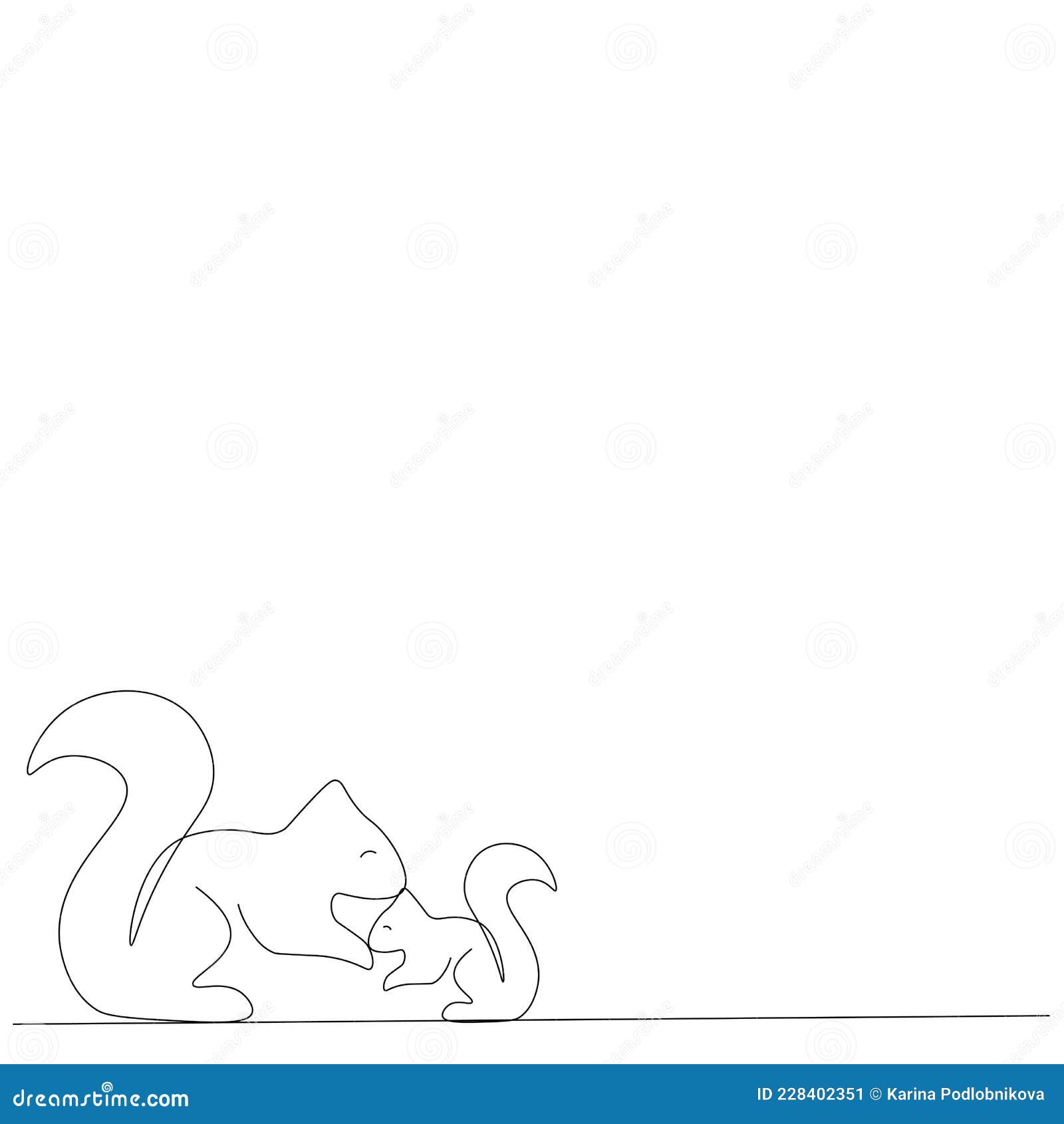 Squirrels Line Drawing, Vector Illustration Stock Vector - Illustration ...