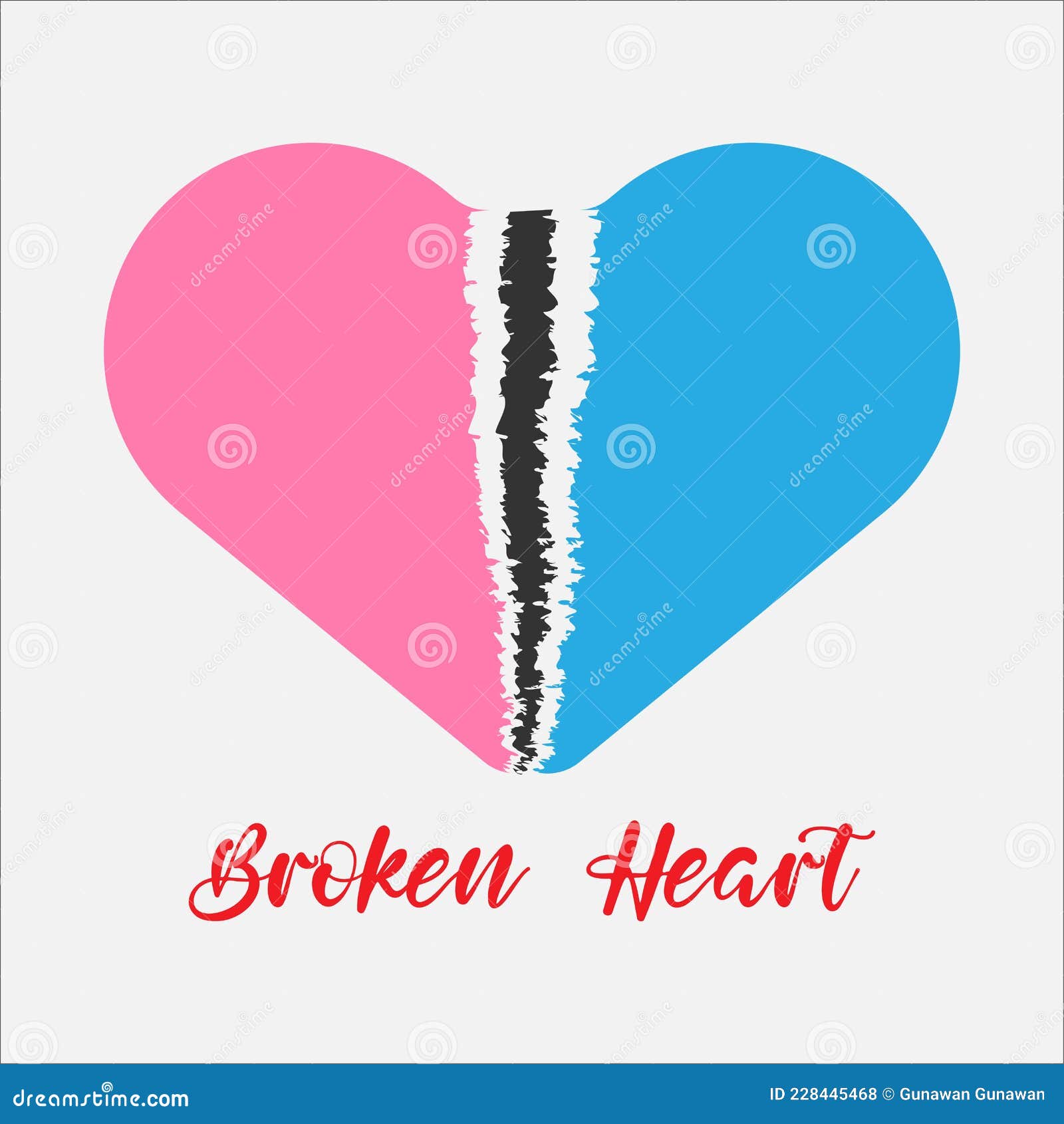 Broken Heart. Heart Crack Pattern Couple Vector Illustration, Unhappy ...