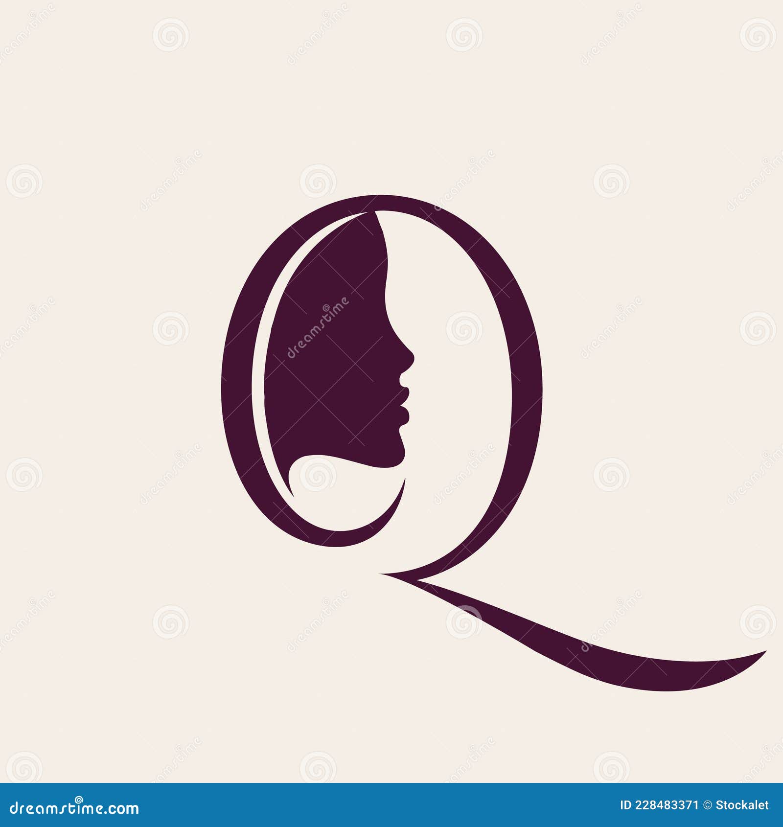 Beauty, Hair Salon Logo. Woman Portrait and Decorative Swirl ...