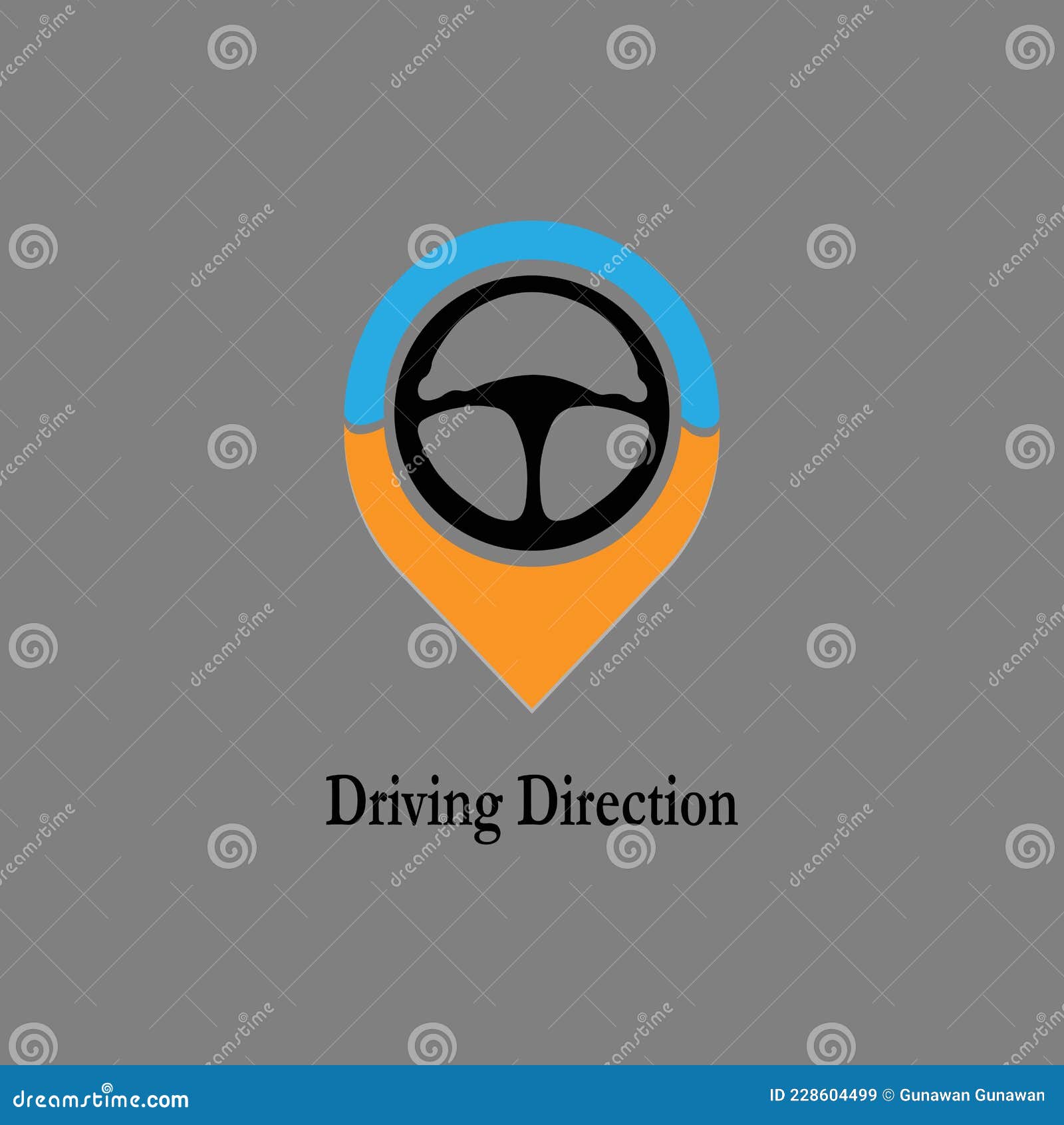 Steering Wheel Map Location Navigation Logo Design. Stock Vector ...