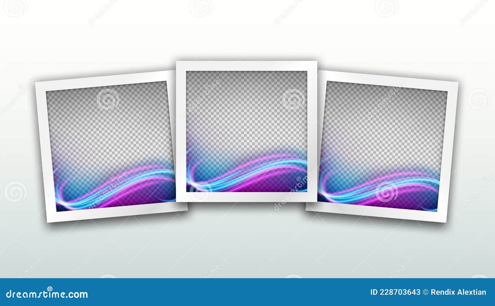 Set of Square Frames Template with Wave Light Effect, Isolated on ...