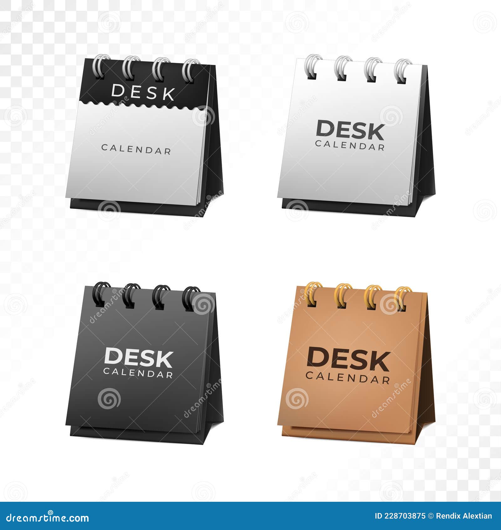 Set of Realistic Desk Calendar, Isolated on White Background Stock ...
