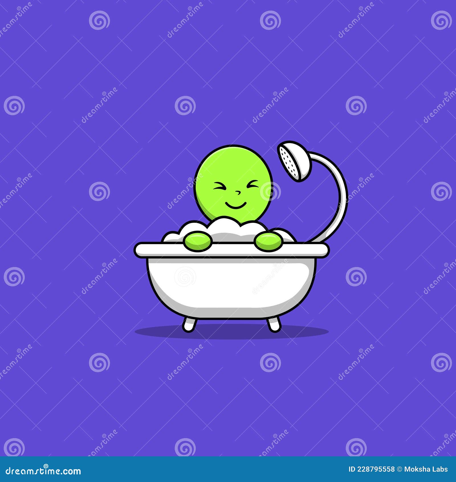 Cute Alien Bathing Shower in Bathtub Stock Vector - Illustration of ...