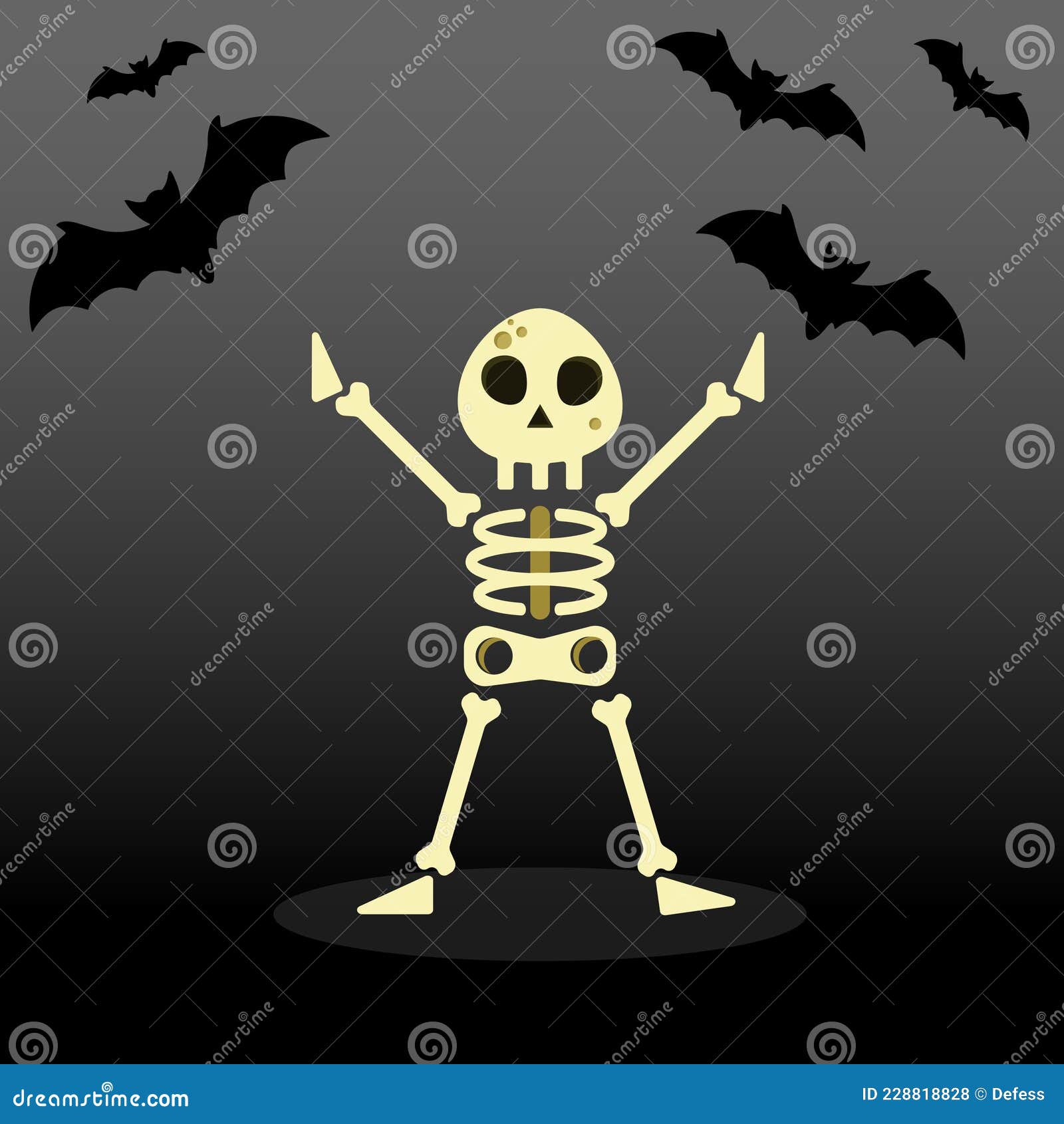 Illustration of a Skeleton with Bats. Stock Vector - Illustration of ...