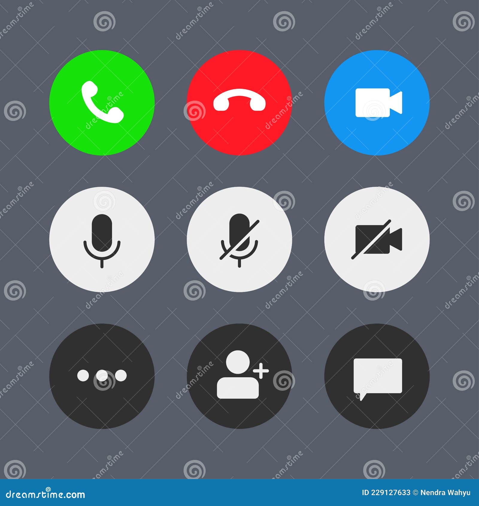 A Collection of Buttons for the Video Call User Interface. Stock Vector ...