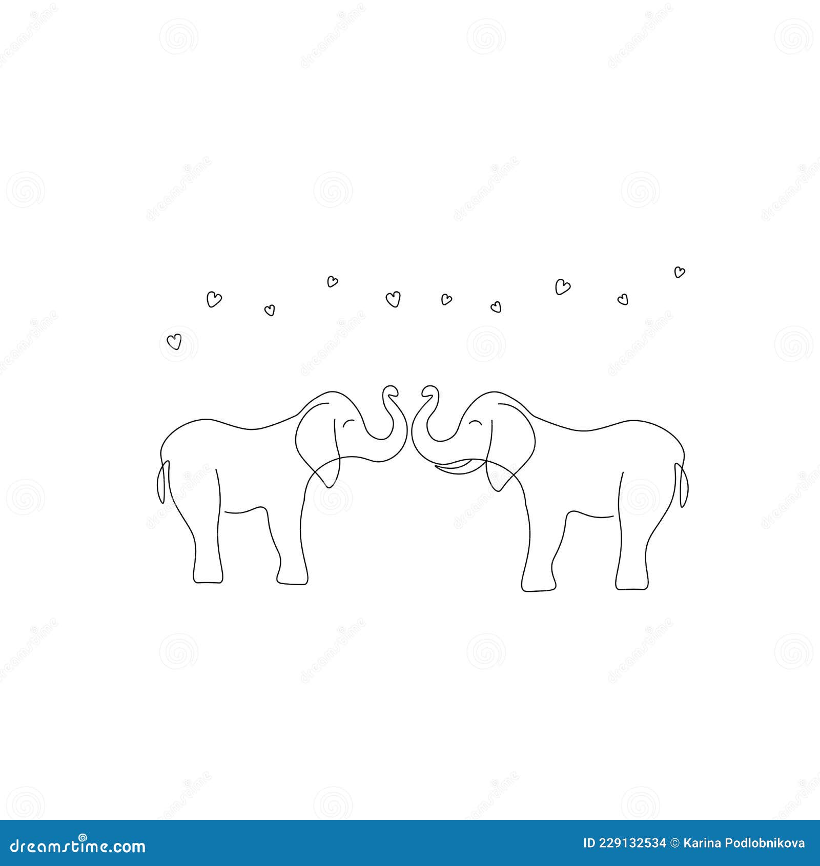 Elephants In Love Cartoon Illustration | CartoonDealer.com #48502683