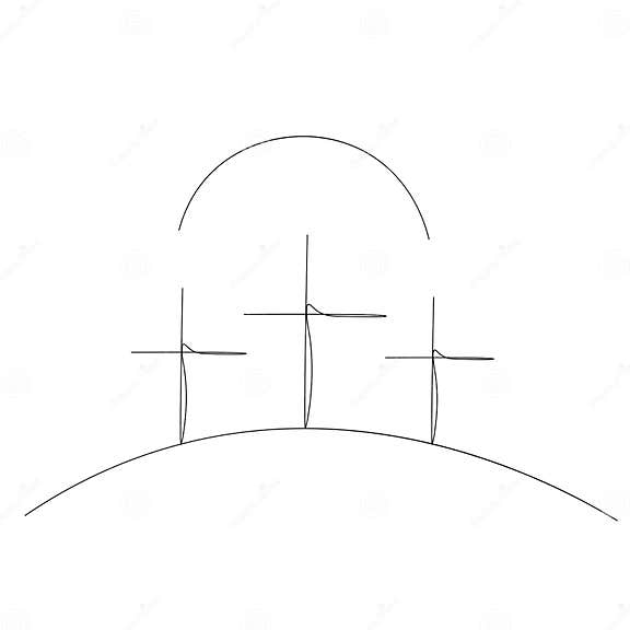 Golgotha Hill Jesus Crucified Line Drawing, Vector Illustration Stock ...