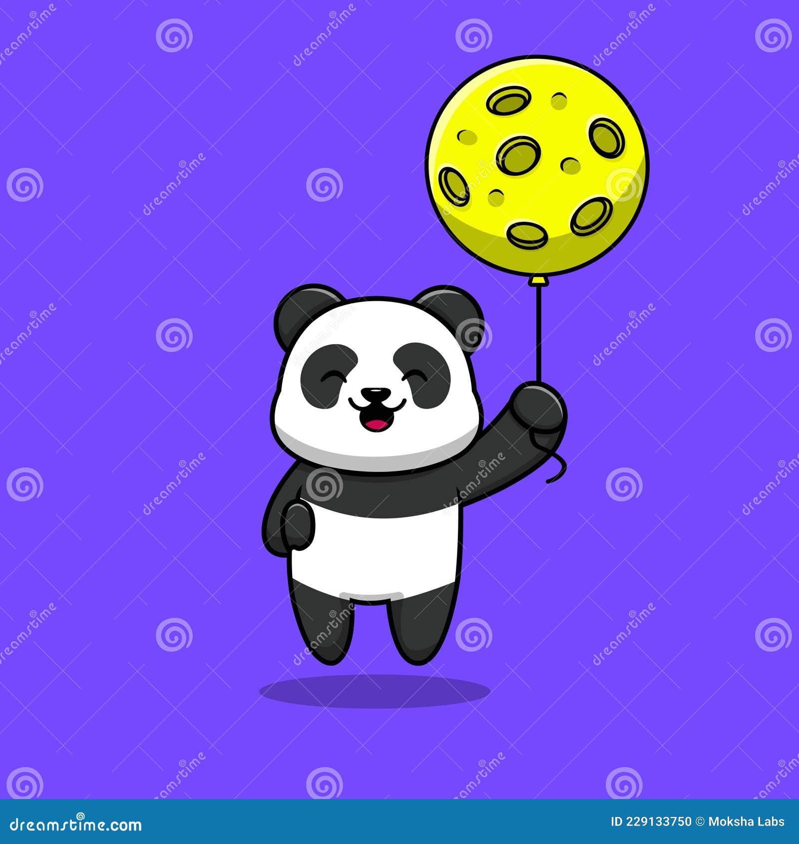 Cute Panda Floating with Moon Stock Vector - Illustration of cosmonaut ...