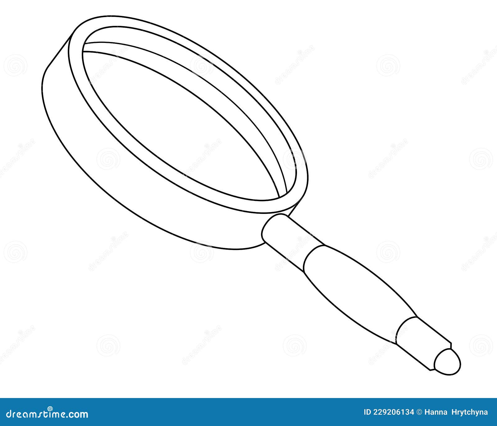 Magnifier, - Magnifying Glass - Vector Linear Illustration for Coloring ...