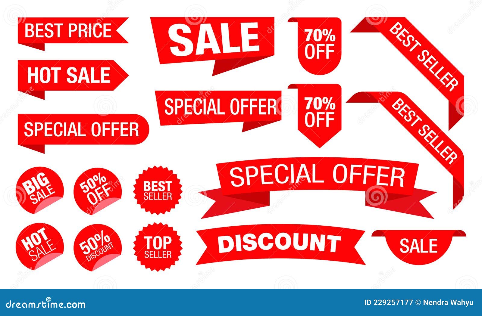 A Collection of Red Ribbon Label. Suitable for Design Elements of ...