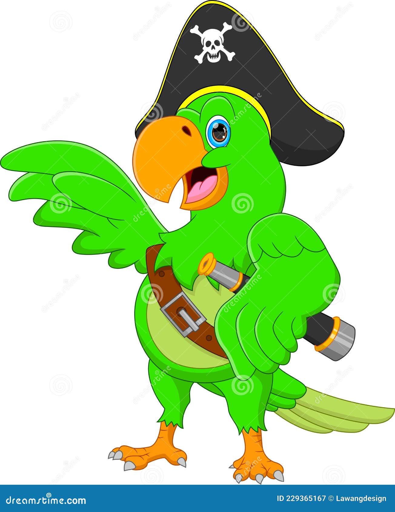 Funny Pirate Parrot Cartoon Stock Vector - Illustration of exotic ...