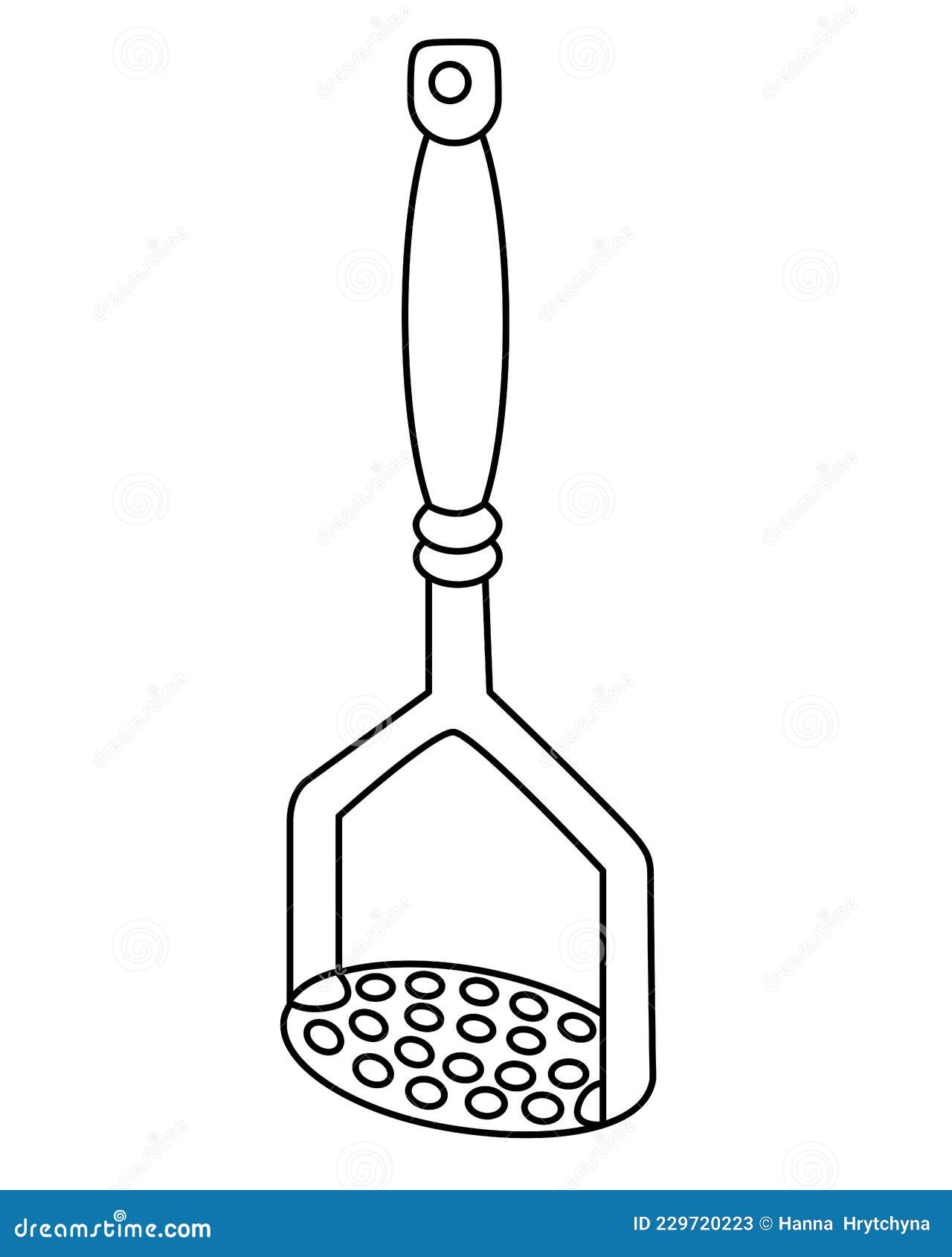 Potato Masher - Vector Linear Illustration for Coloring. Outline ...