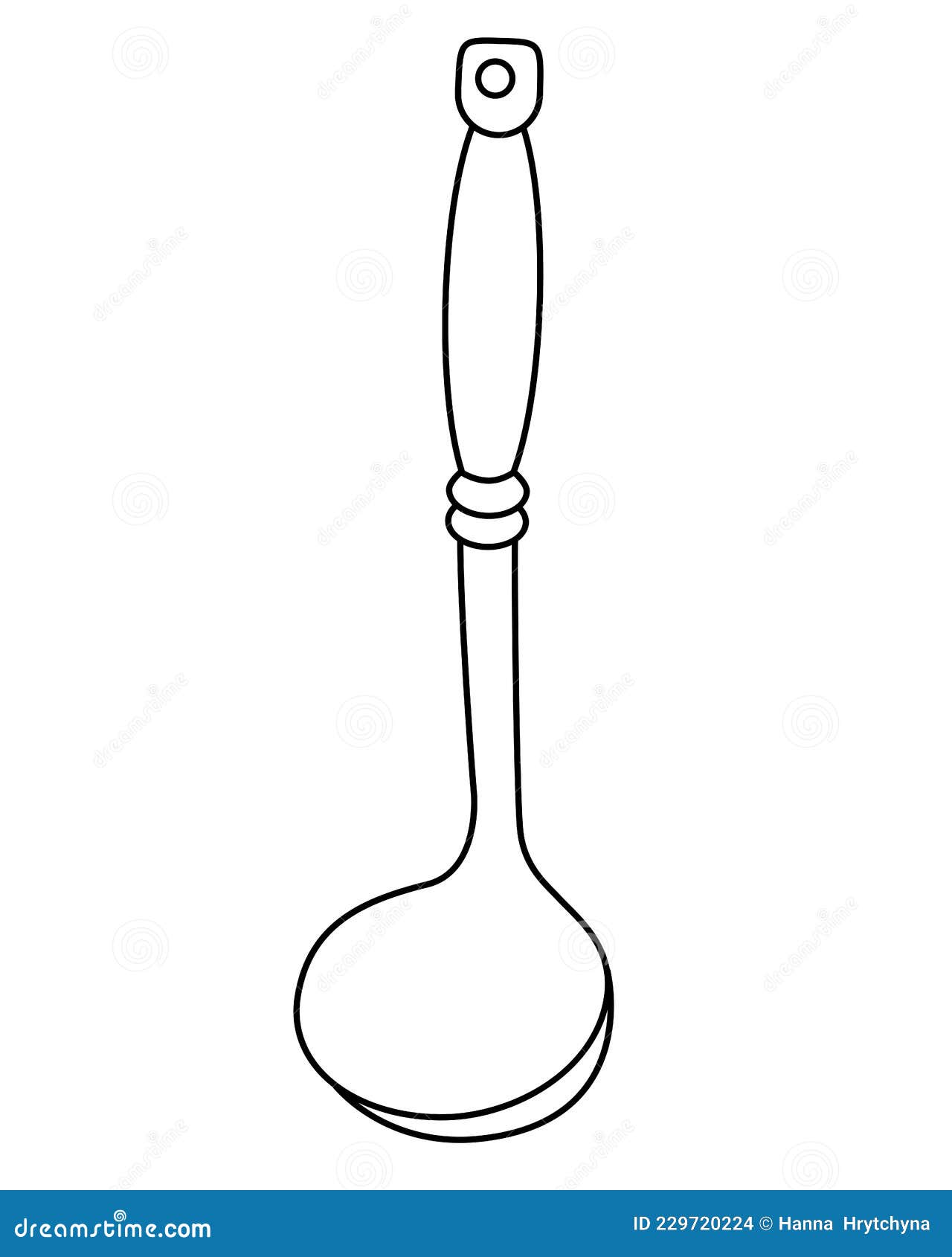 Ladle - Large Serving Spoon - Vector Linear Illustration for Coloring ...