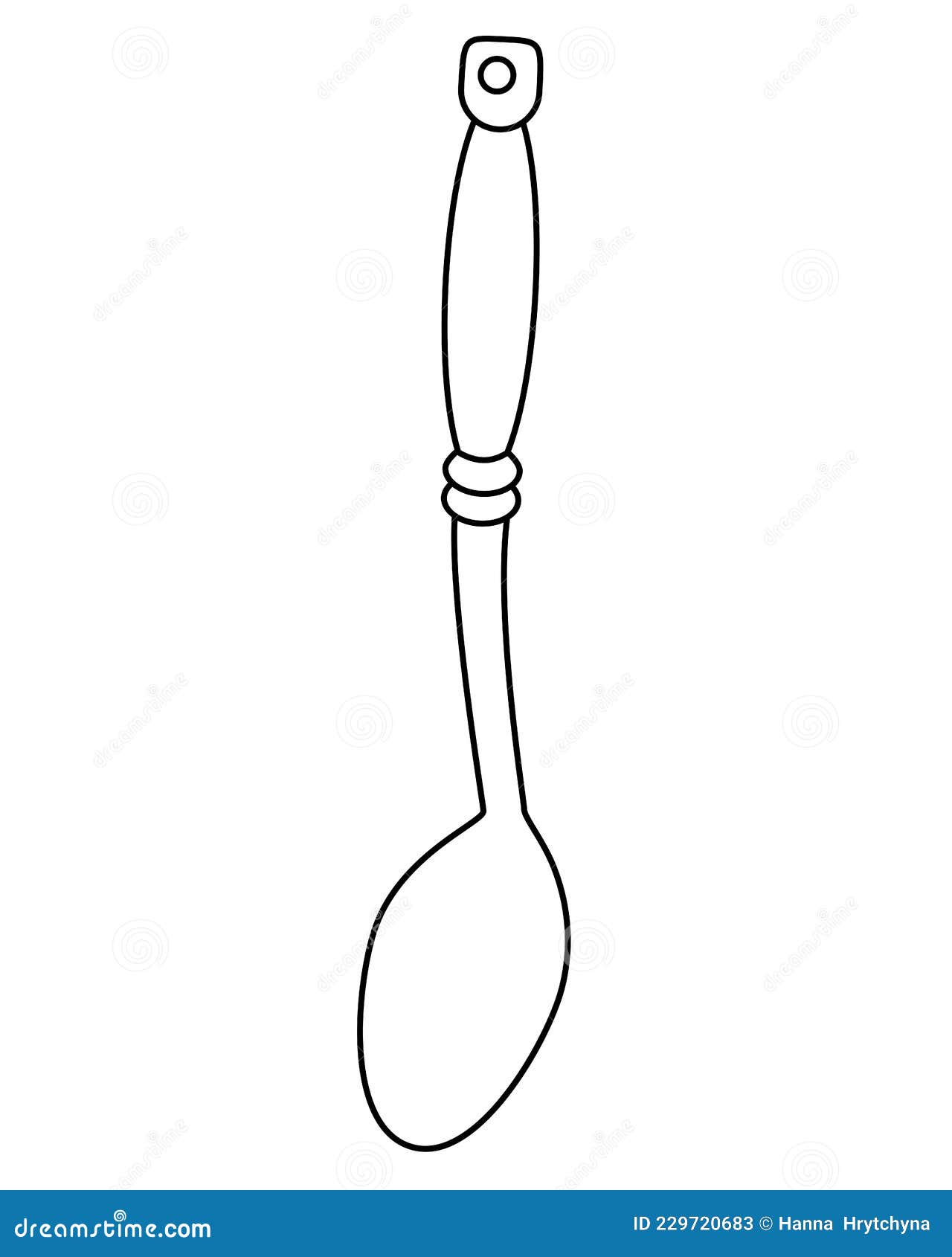 Chef`s Spoon - Large Serving Spoon - Vector Linear Illustration for ...