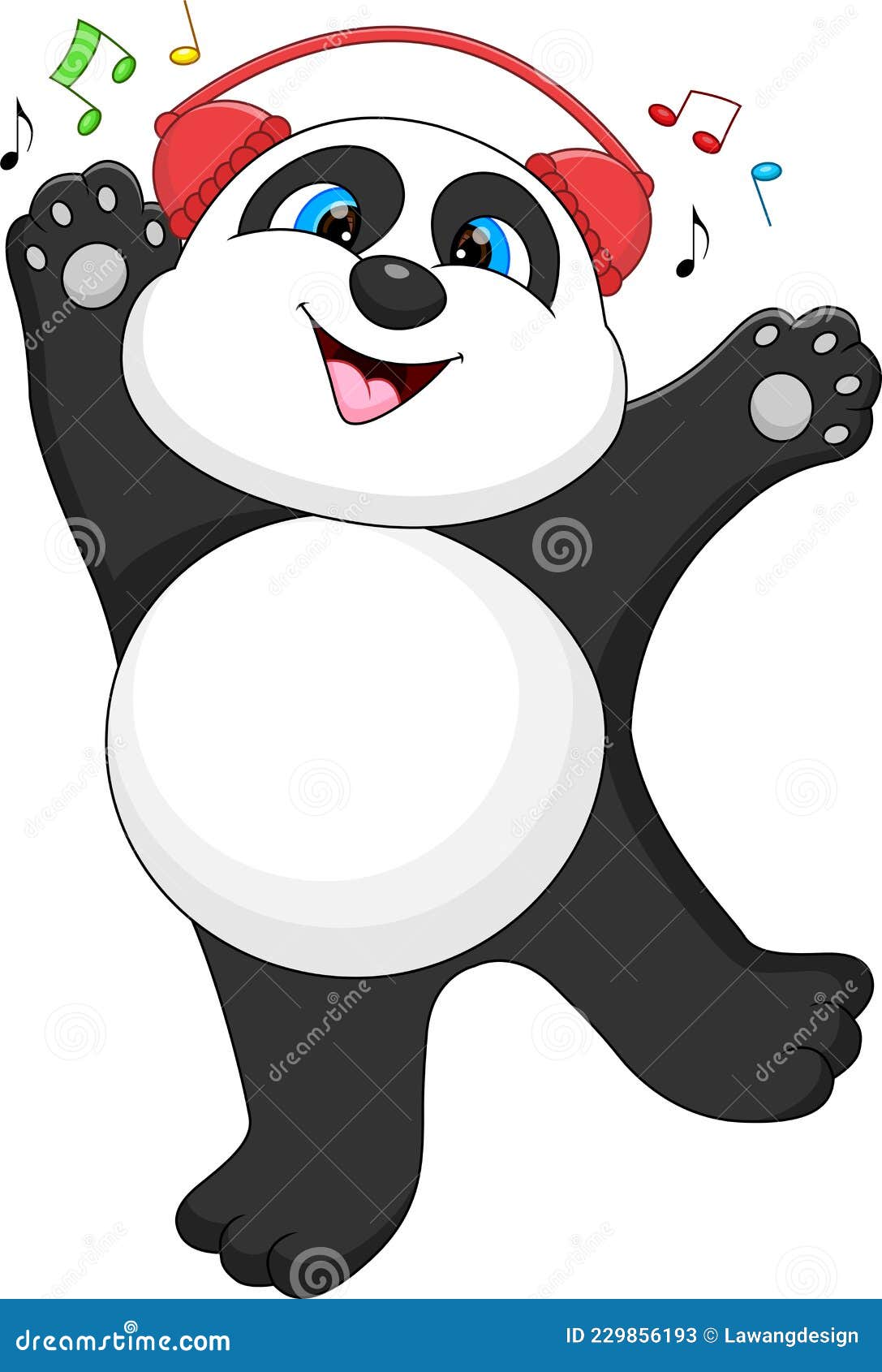 Cartoon Funny Panda Listening To Music Stock Vector - Illustration of ...