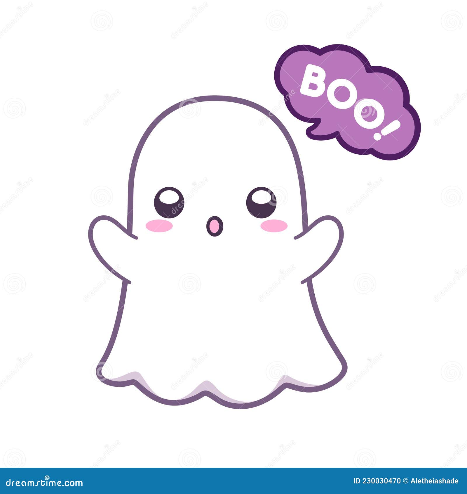 Cute Ghost Saying BOO! Vector Clipart Stock Vector - Illustration of ...