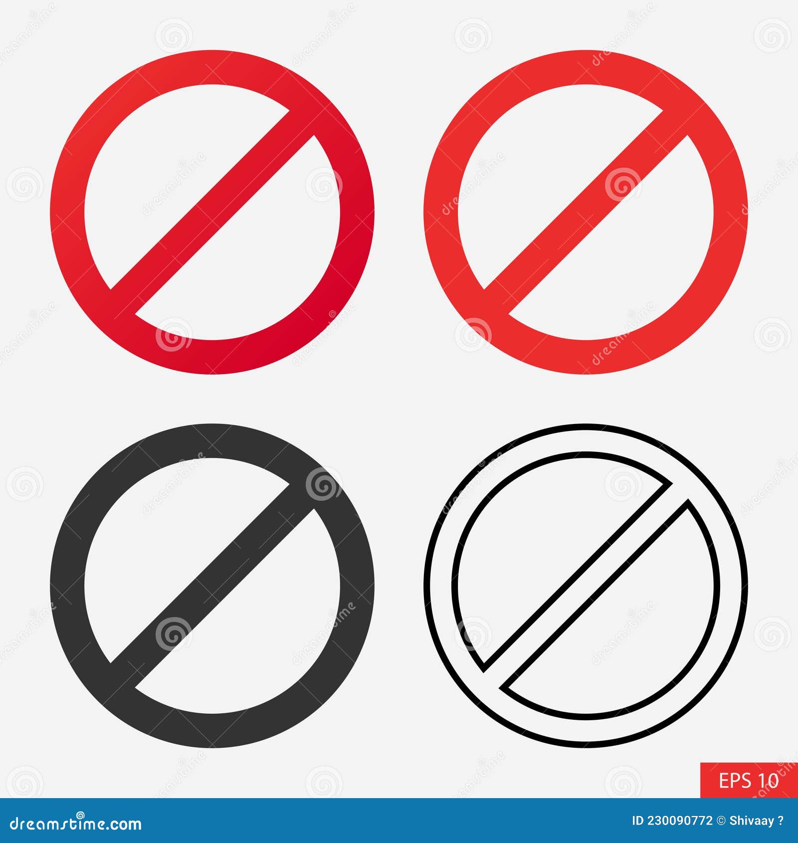 Prohibition Of Block And Square. Vector Restriction Signs. No Entry For ...