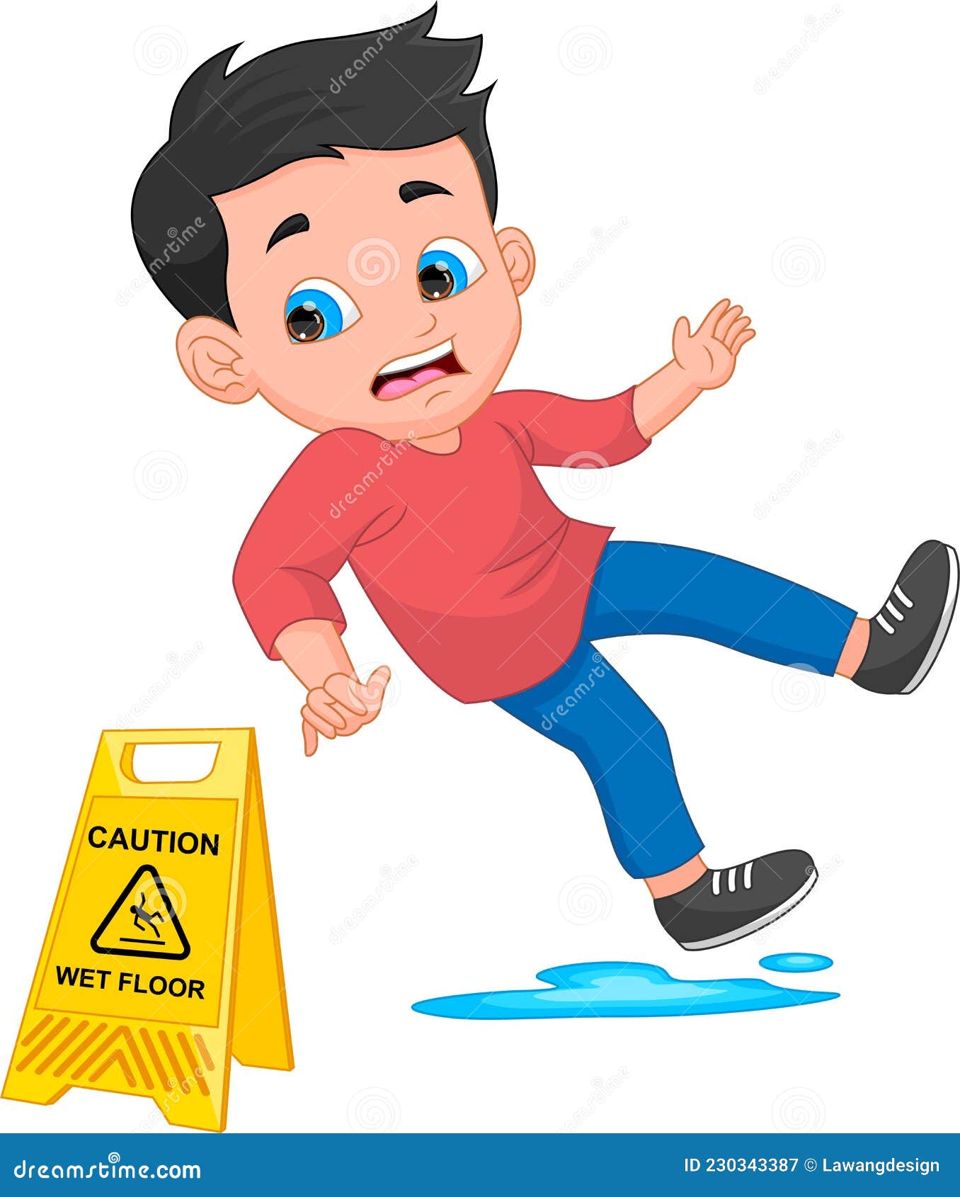 Cartoon Boy Slips on the Floor Stock Vector - Illustration of hazard ...
