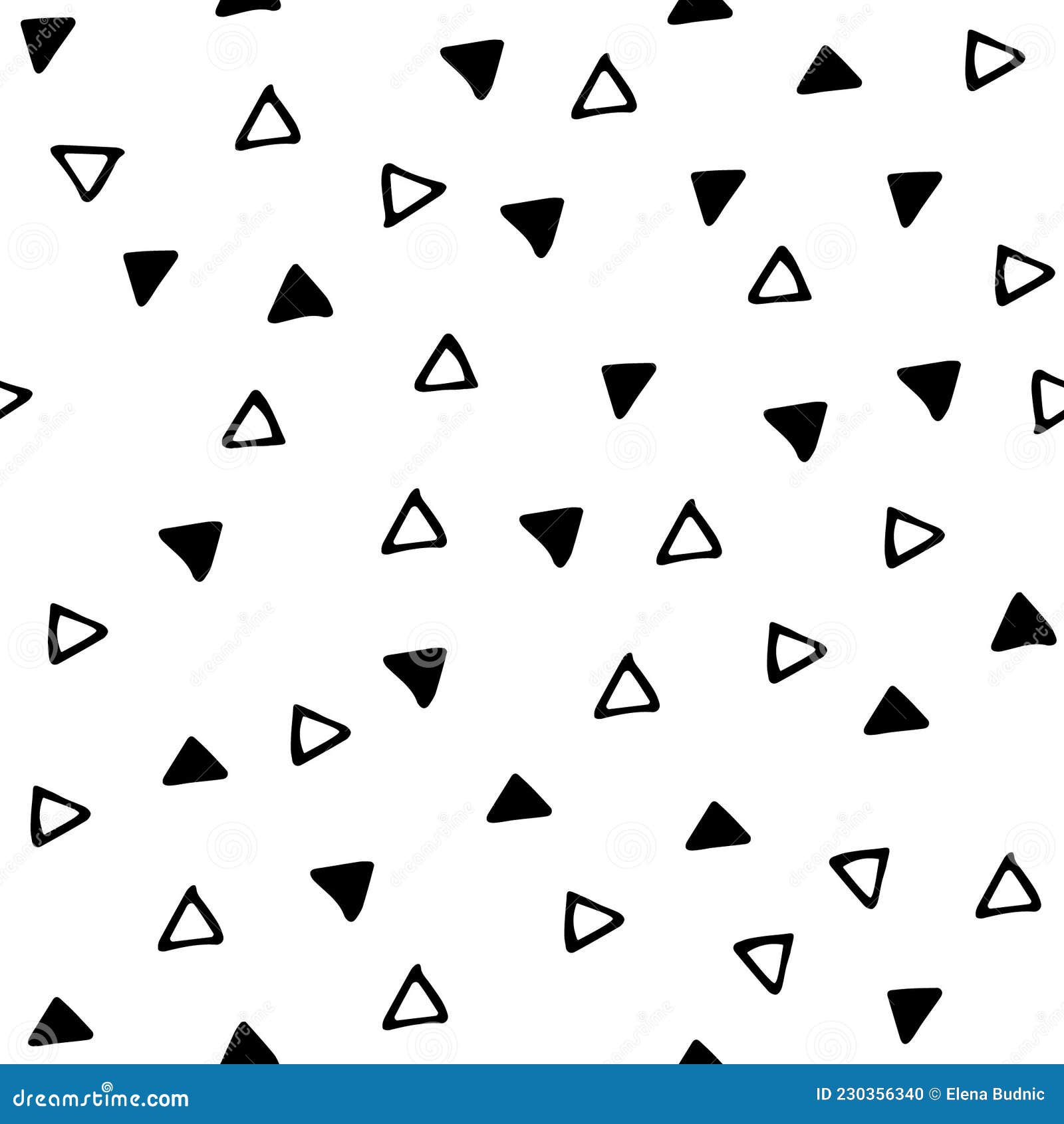 Seamless Pattern Triangle Vector Black and White Stock Vector ...