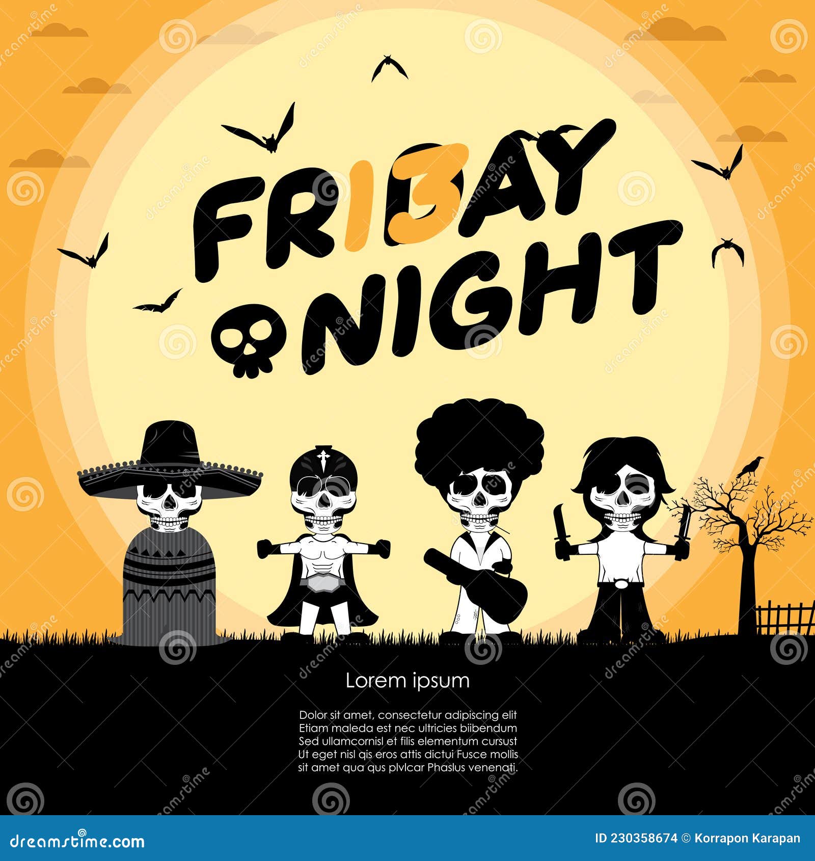 Happy Halloween Gangster and Friday Night. Design Stock Vector ...