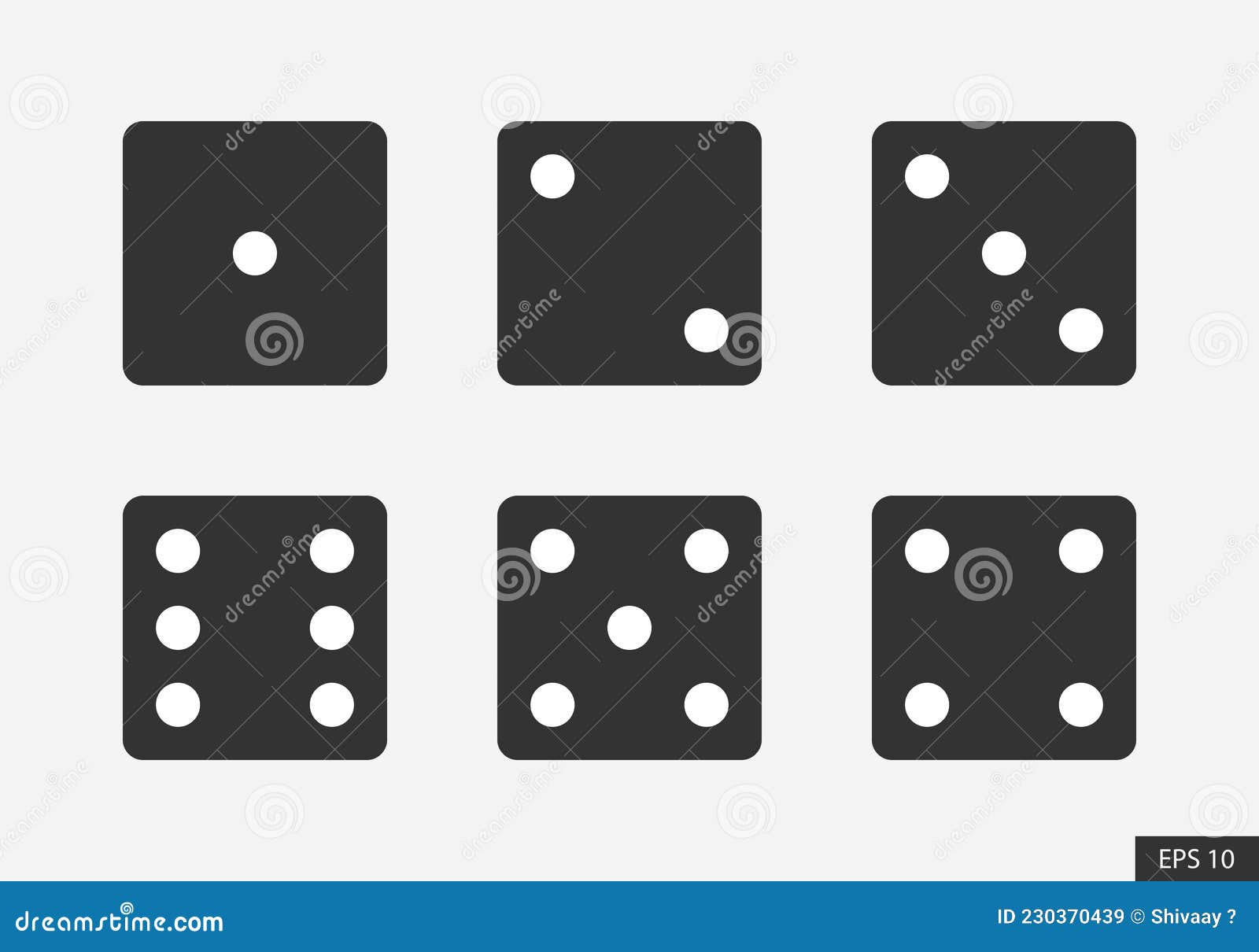 Dice Sides or Dice Faces Icon Set in Flat Style Design Stock Vector ...